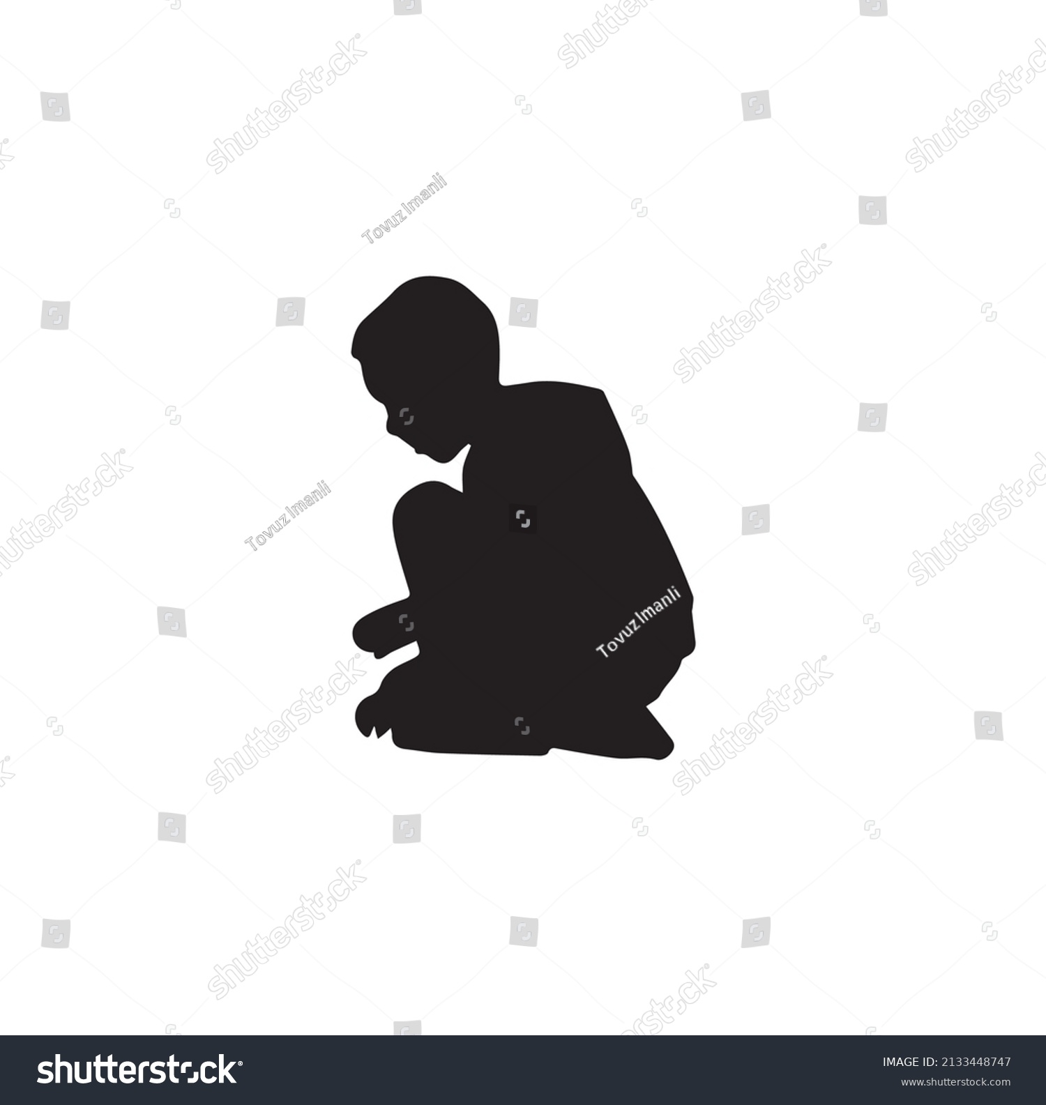 Child Sitting Silhouette Background Vector Illustrator Stock Vector ...