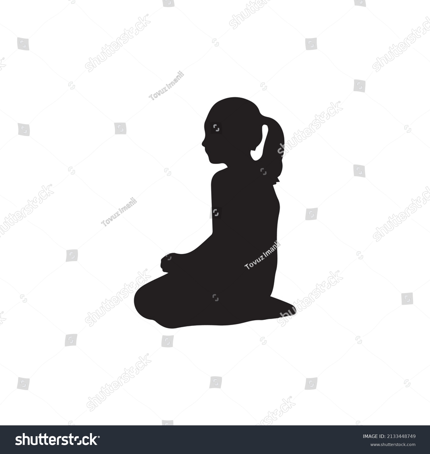 Child Sitting Silhouette Background Vector Illustrator Stock Vector ...