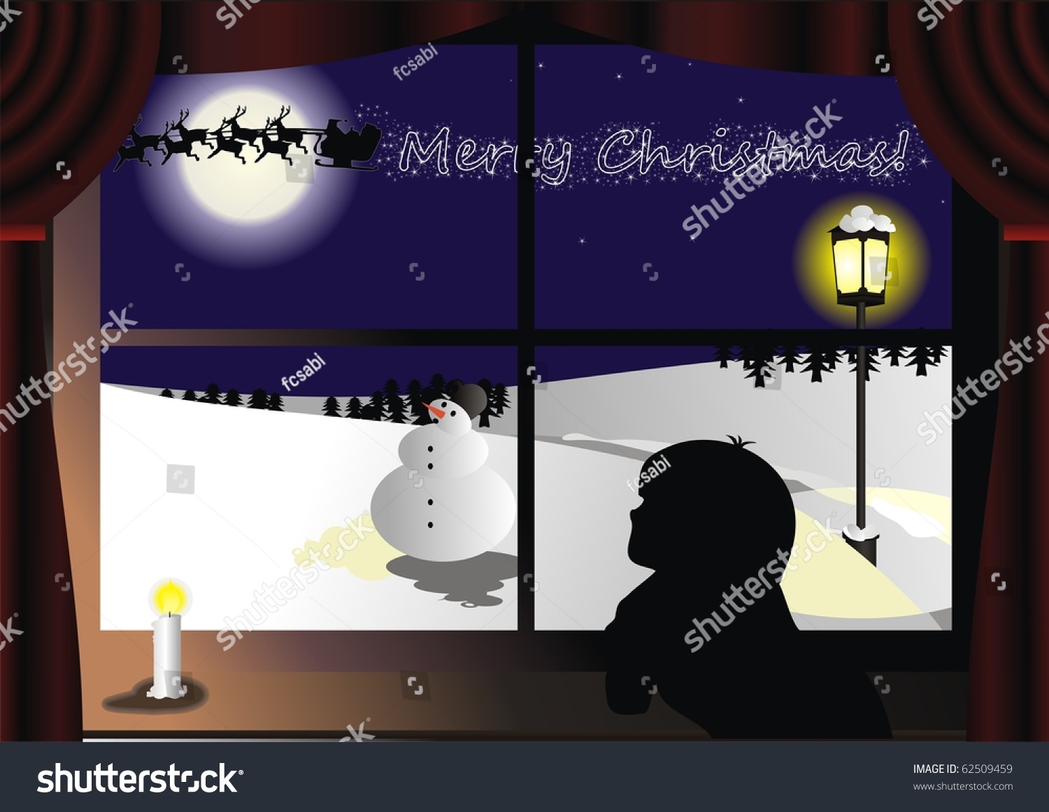 Child Watching Santa Stock Vector (Royalty Free) 62509459 | Shutterstock