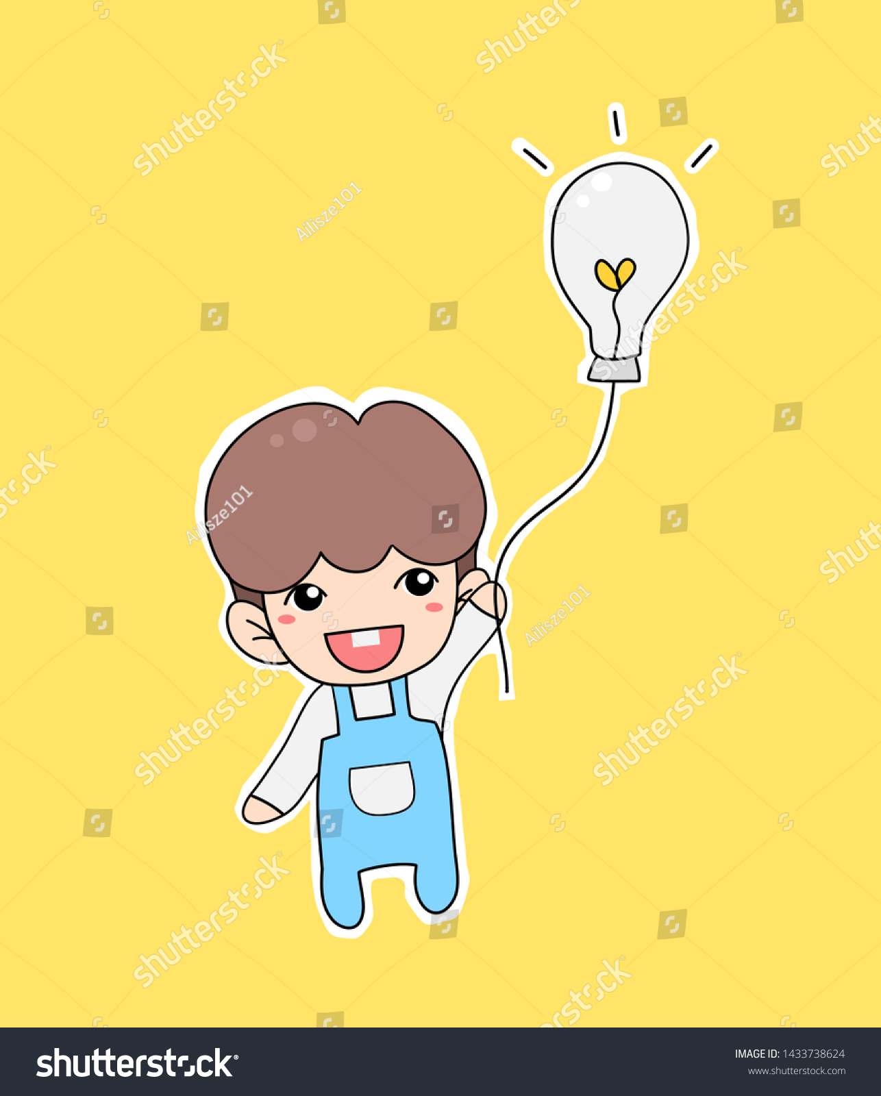 Child Idea Balloon Bulb Flat Vector Stock Vector (Royalty Free ...