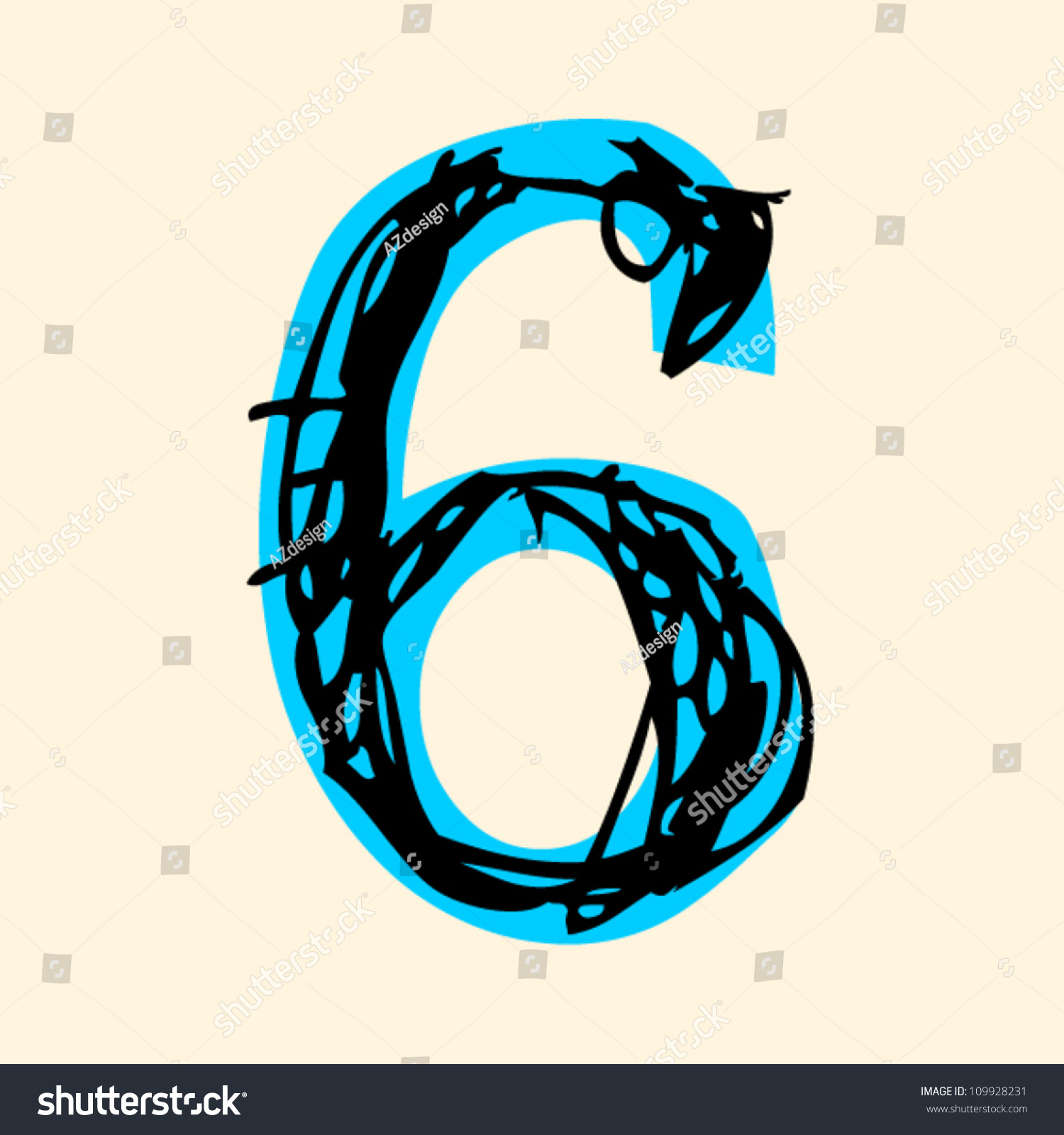 Childish Numerals Doodle Number 6 Stock Vector (Royalty Free) 109928231 ...