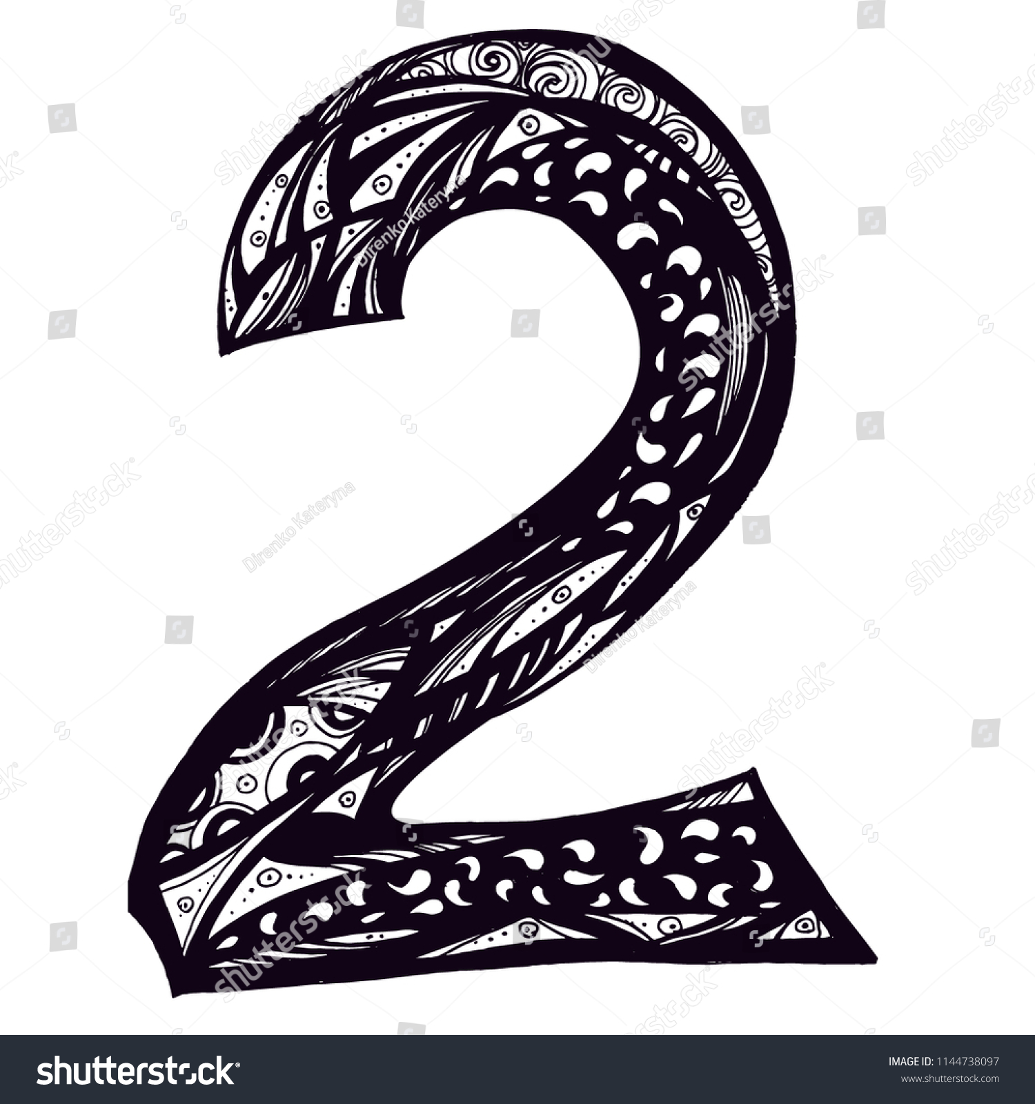 Childish Numerals Doodle Style Number 2 Stock Vector (Royalty Free ...