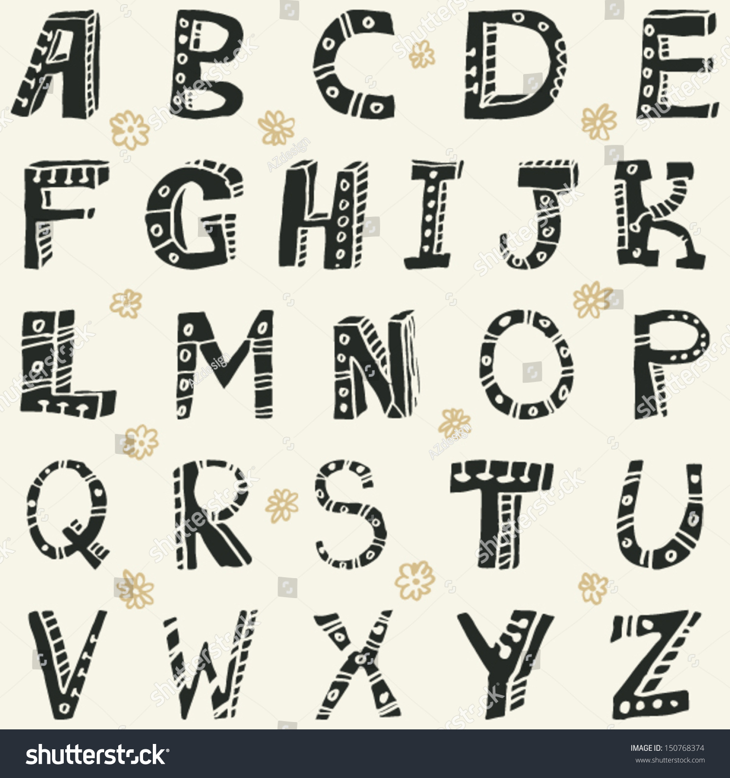 Childlike Doodle Abc Stock Vector (Royalty Free) 150768374 | Shutterstock