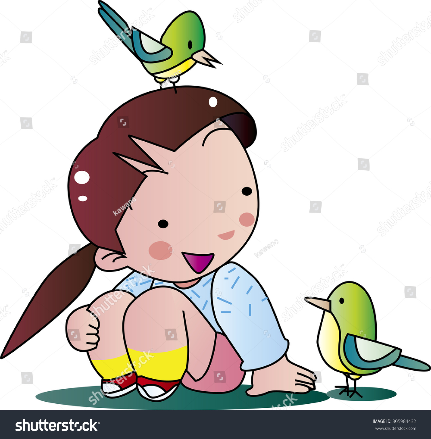 Children Birds Stock Vector (Royalty Free) 305984432