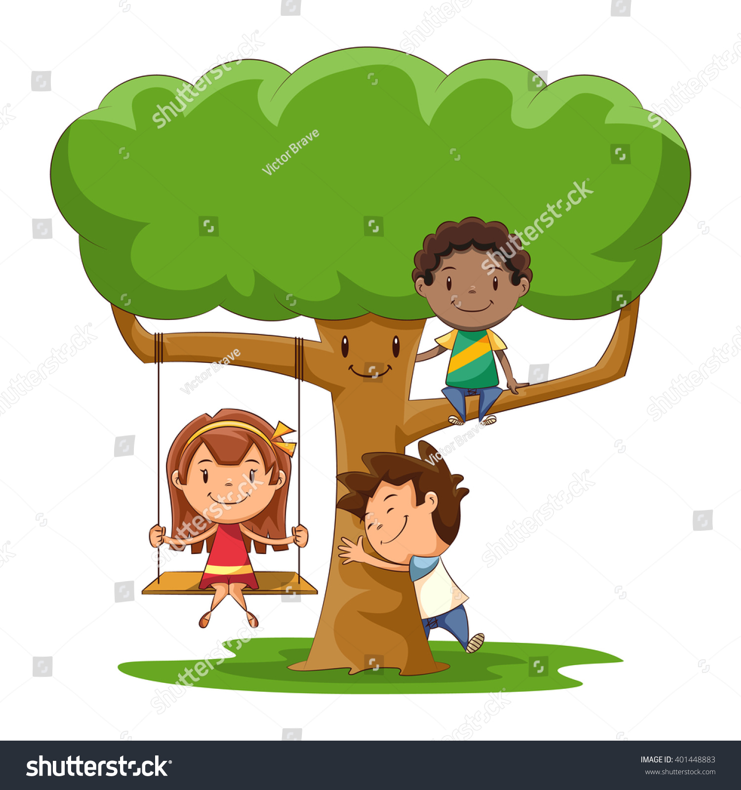 Children Tree Vector Illustration Stock Vector (Royalty Free) 401448883 ...