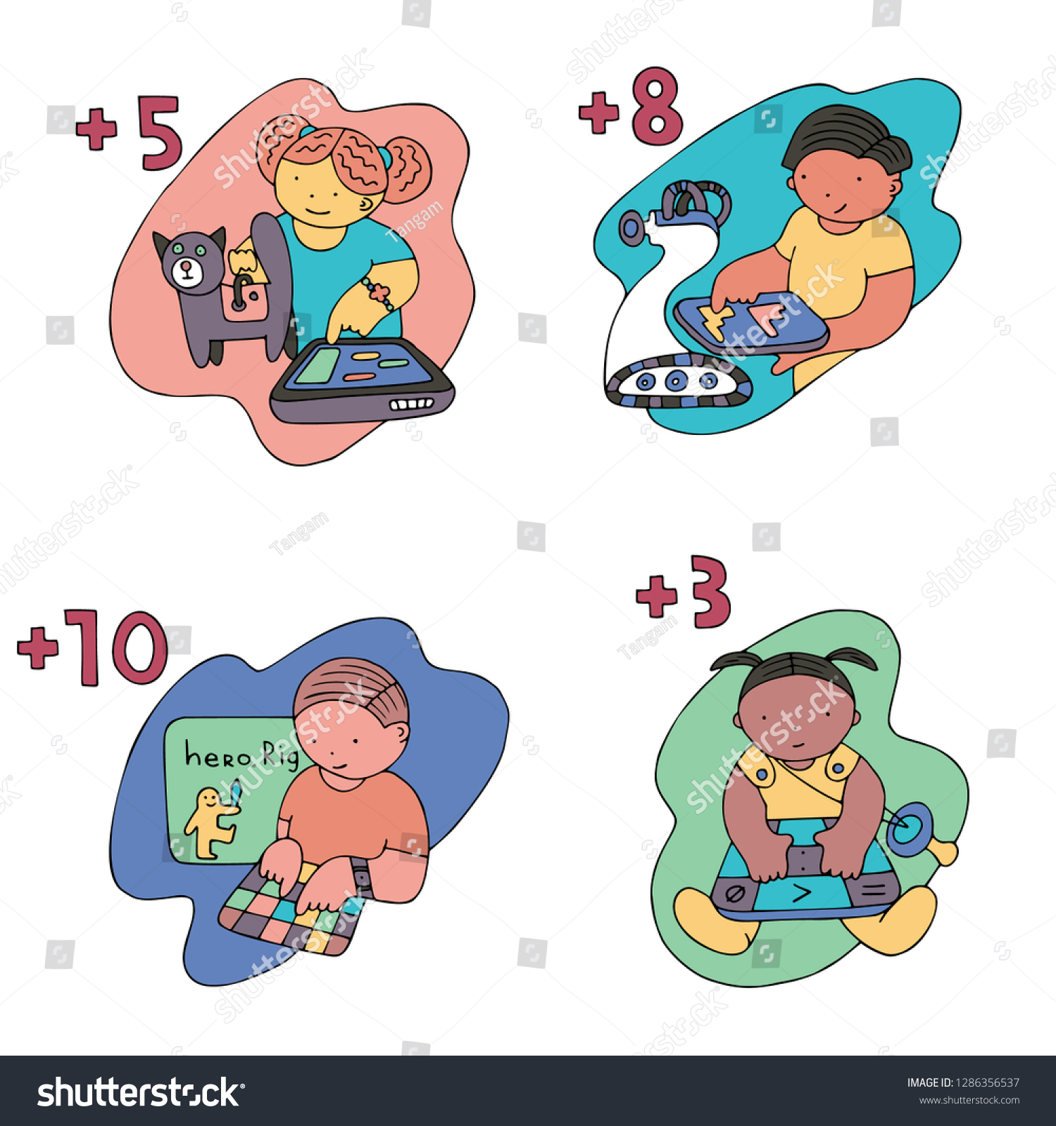 Vektor Stok Children Coding Illustration Coding Kids Articles (Tanpa ...