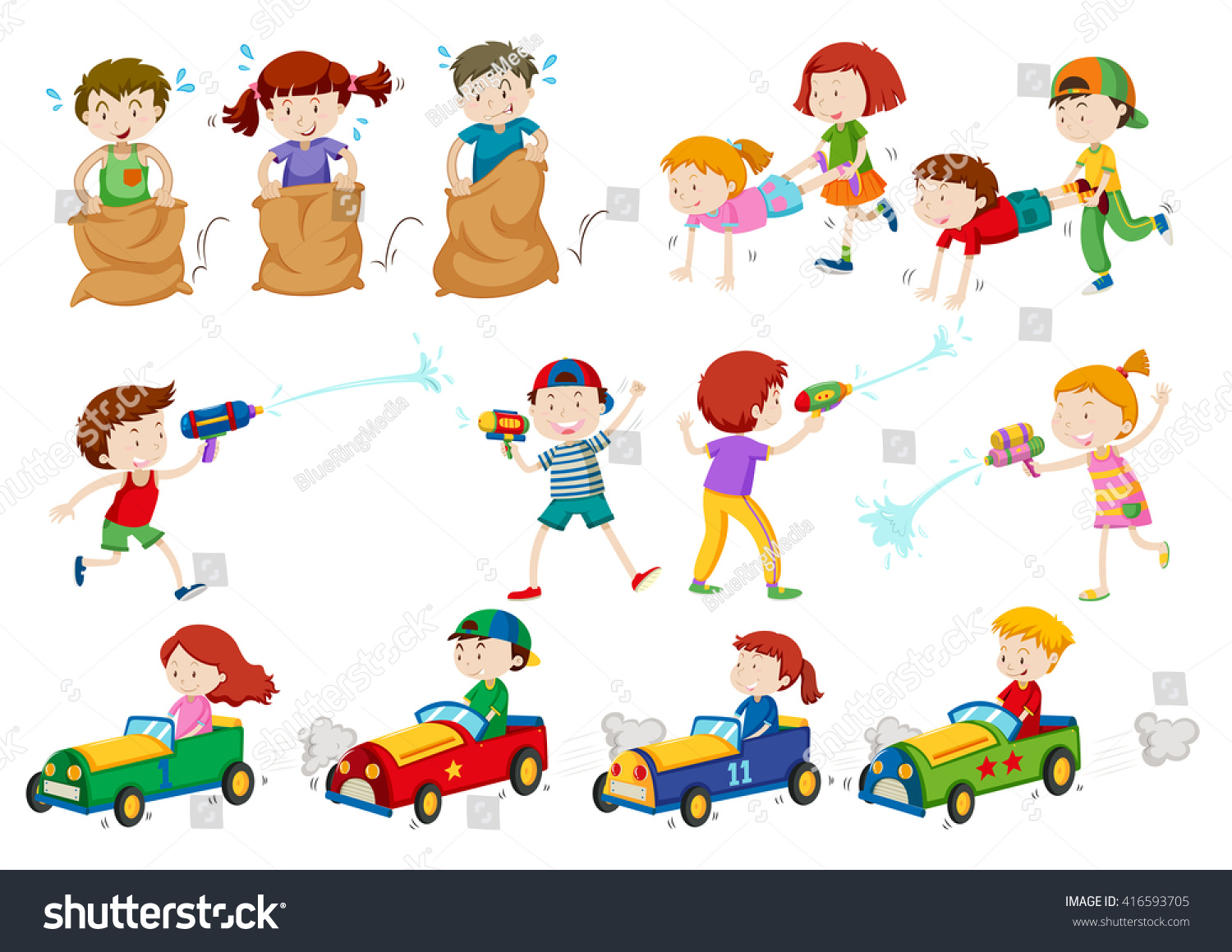 Children Doing Different Activities Illustration: เวกเตอร์สต็อก (ปลอด ...
