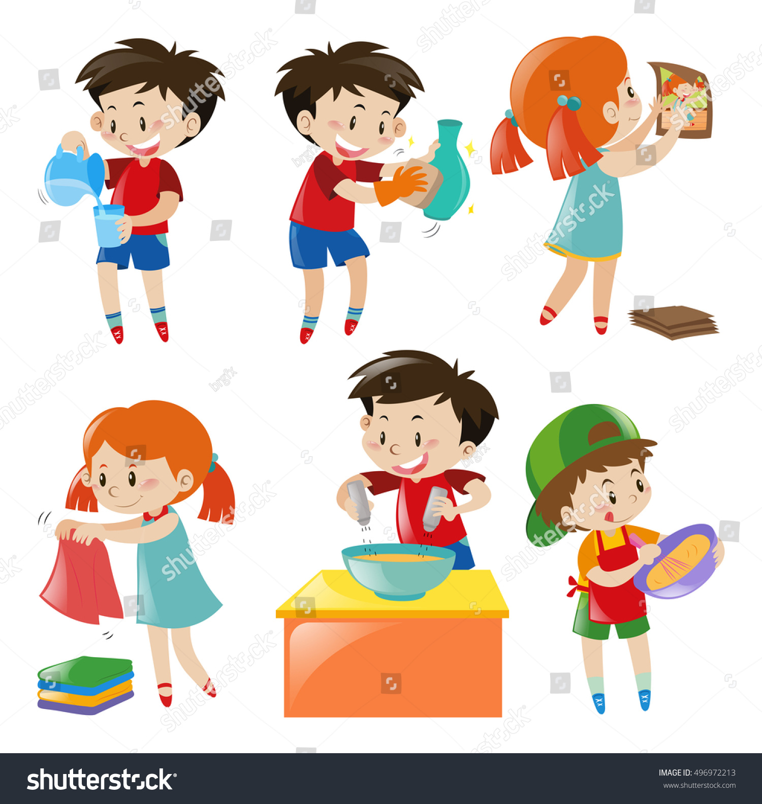 Children Doing Different Things Illustration: เวกเตอร์สต็อก (ปลอดค่า ...