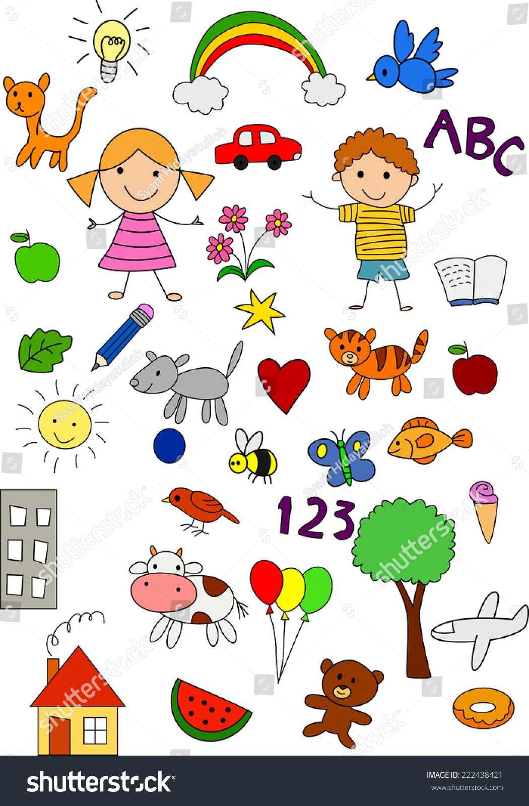 Children Drawing Stock Vector (Royalty Free) 222438421 | Shutterstock