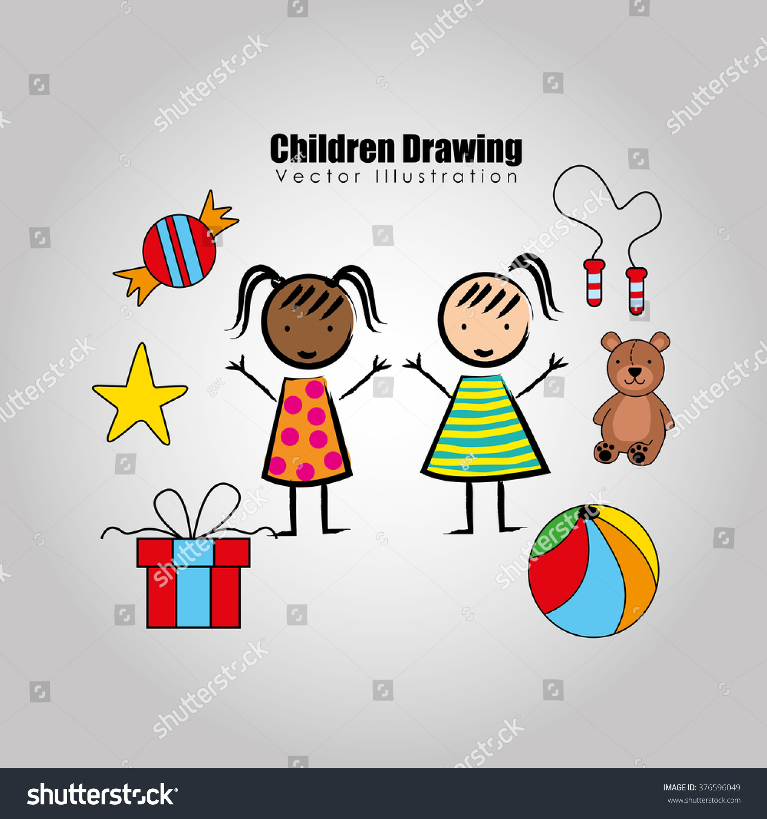 Children Drawing Design Stock Vector (Royalty Free) 376596049