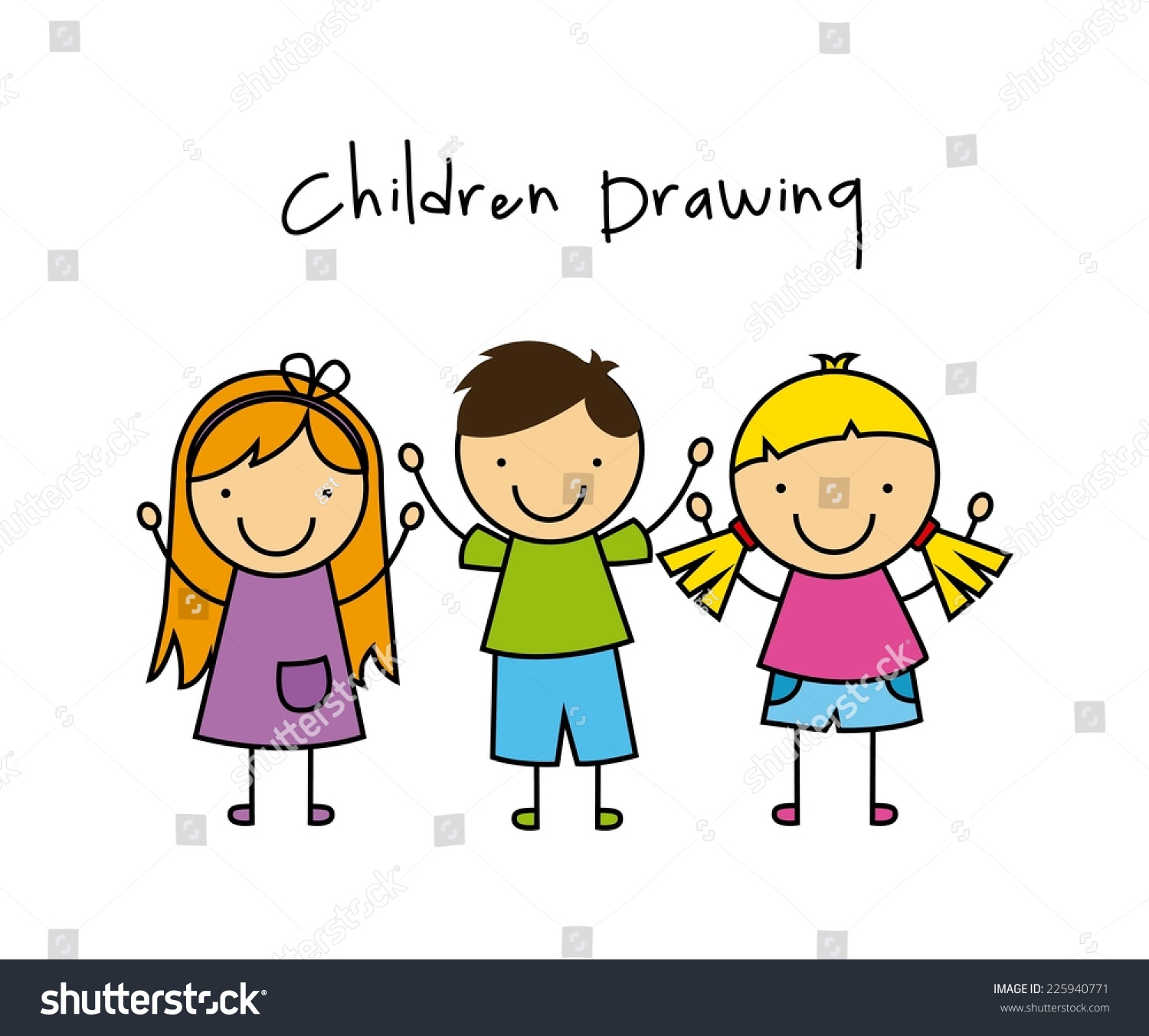 Children Drawing Graphic Design Vector Illustration Stock Vector ...
