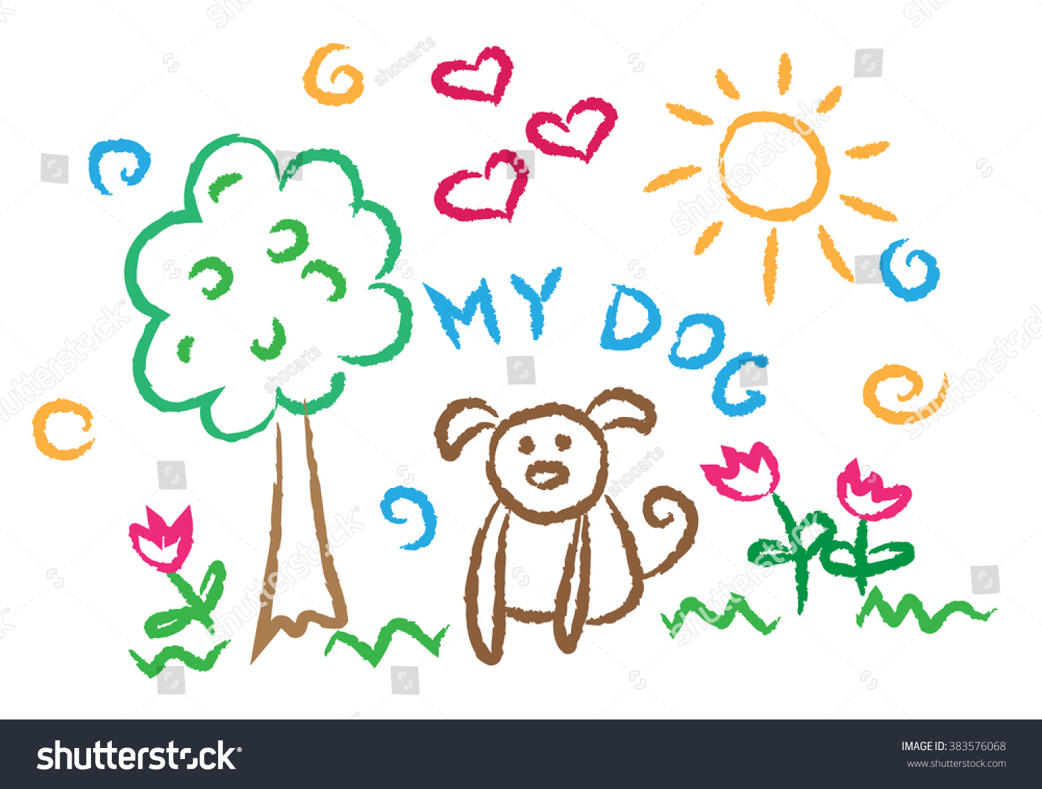 Children Drawing Multicolored Symbols Vector Set Stock Vector (Royalty ...