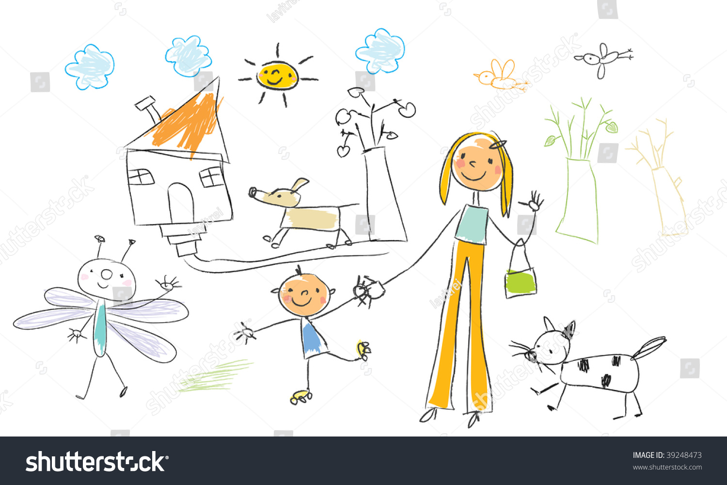enfants dessin vectoriel éléments amusants : image vectorielle de stock ...