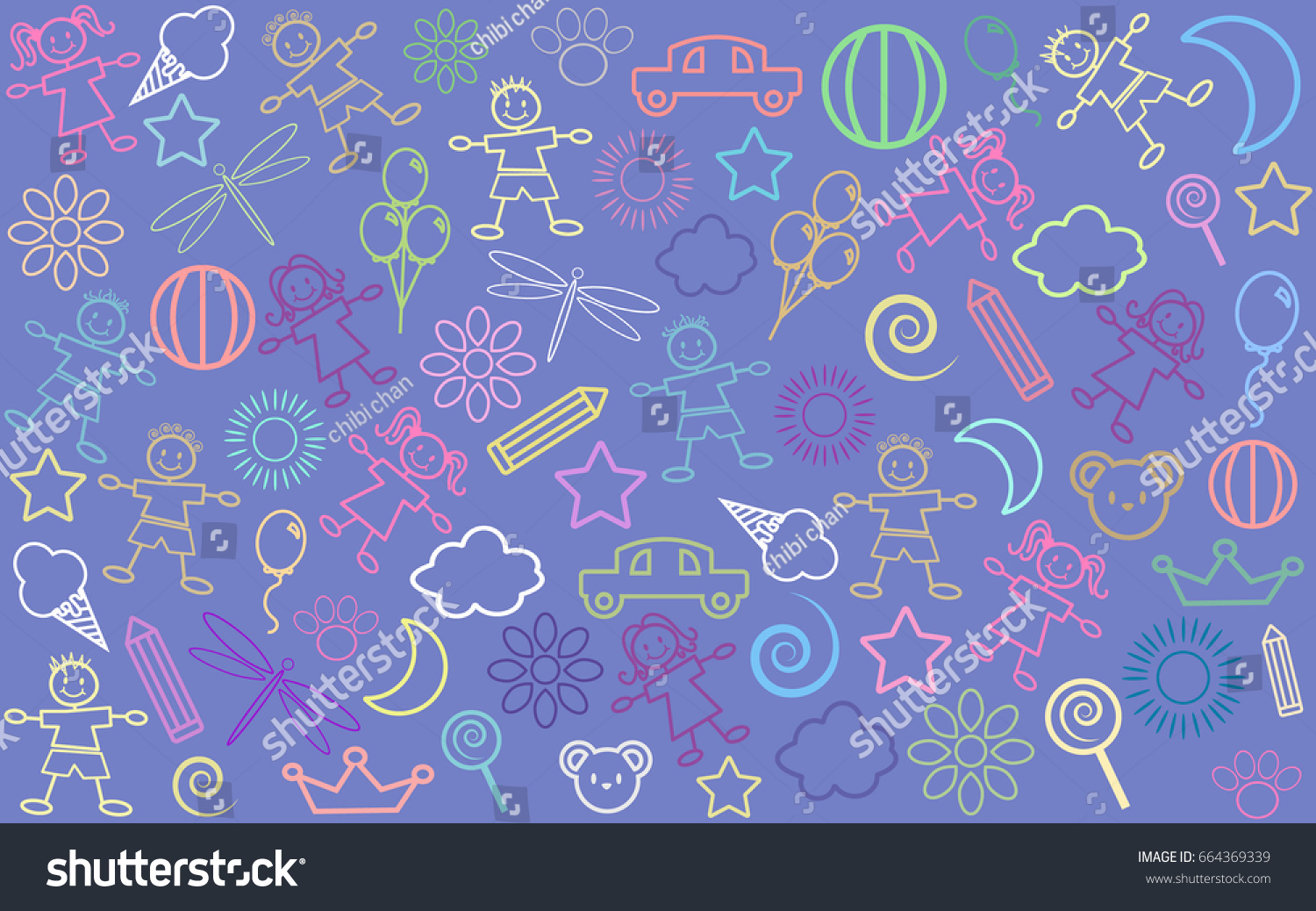 Children Drawings Background Stock Vector (Royalty Free) 664369339 ...