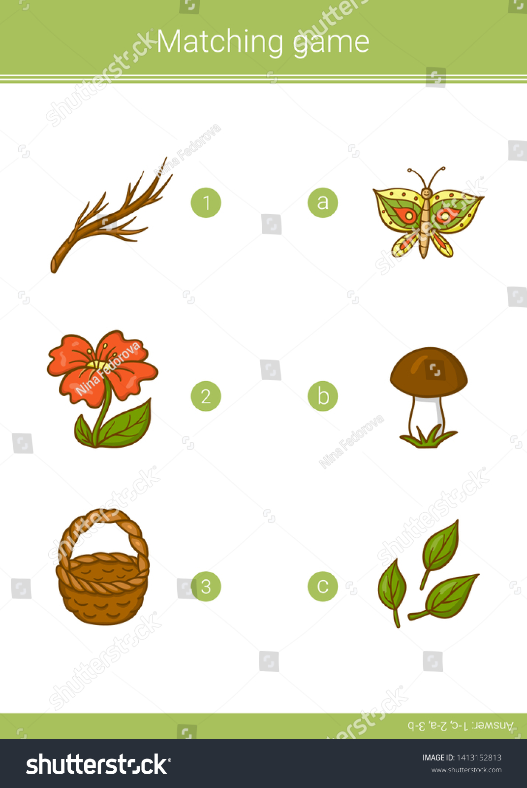Children Educational Game Match Elements Vector Stock Vector (Royalty ...