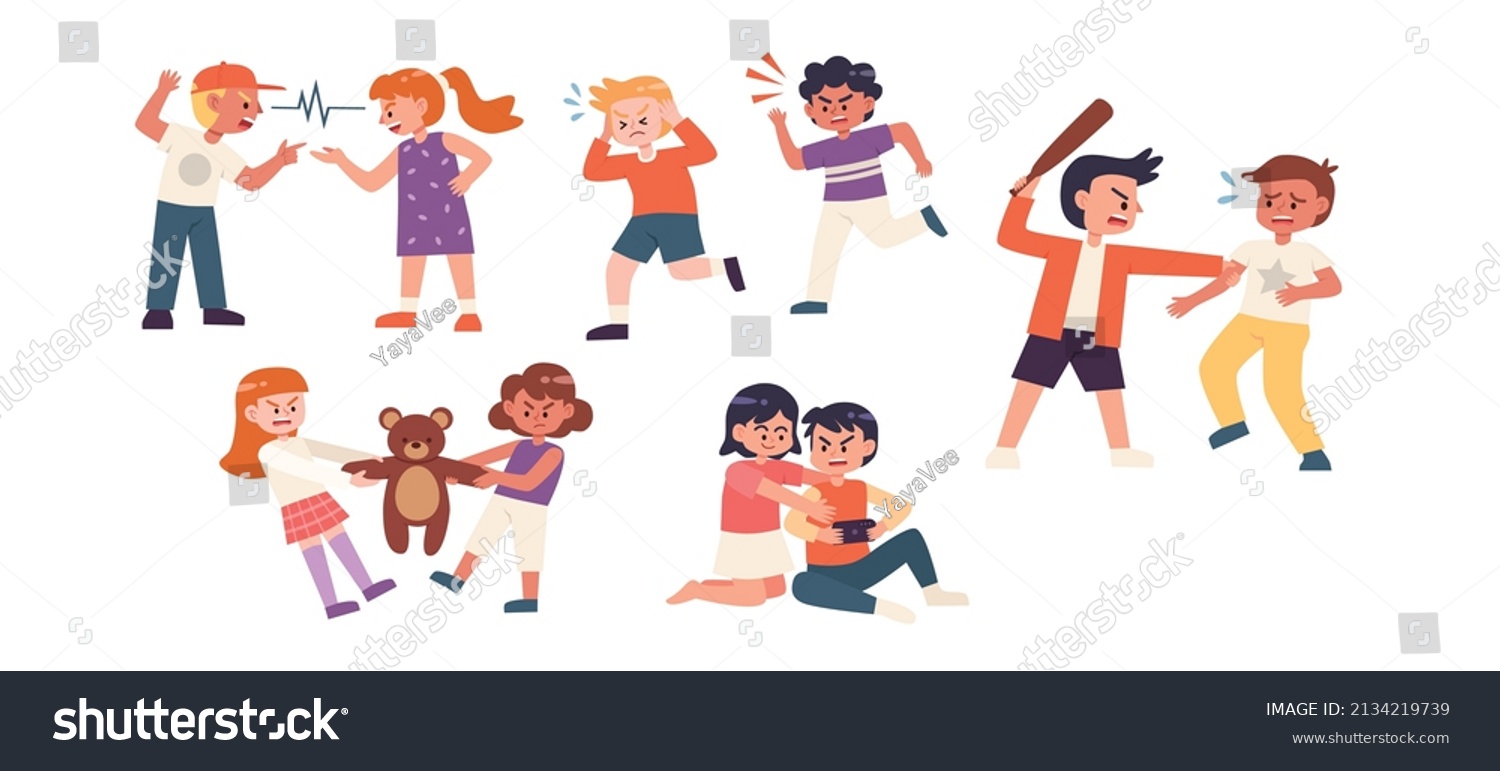Children Fighting Each Other Vector Stock Vector (Royalty Free ...