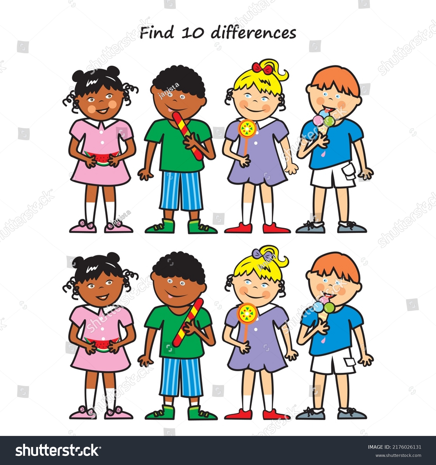 Children Find Ten Differences Game Vector Stock Vector (Royalty Free ...