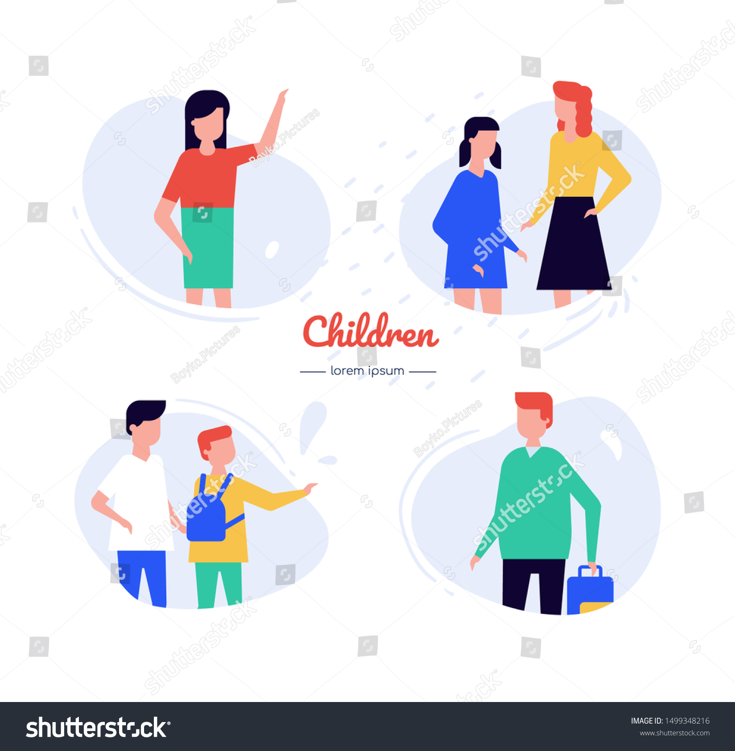Children Flat Design Style Vector Characters: vector de stock (libre de ...