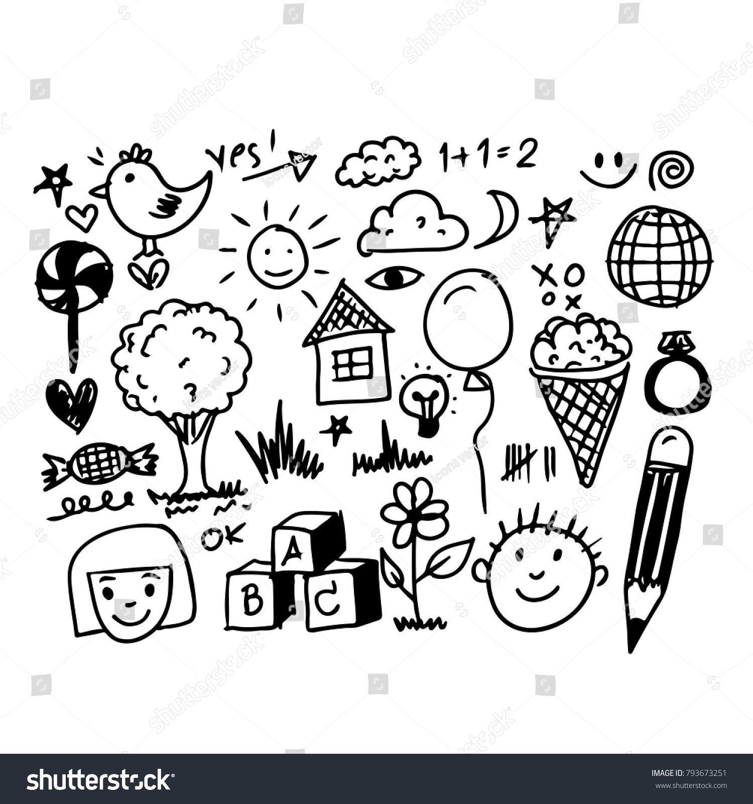 Children Hand Draw Doodle Icon Stock Vector (Royalty Free) 793673251 ...