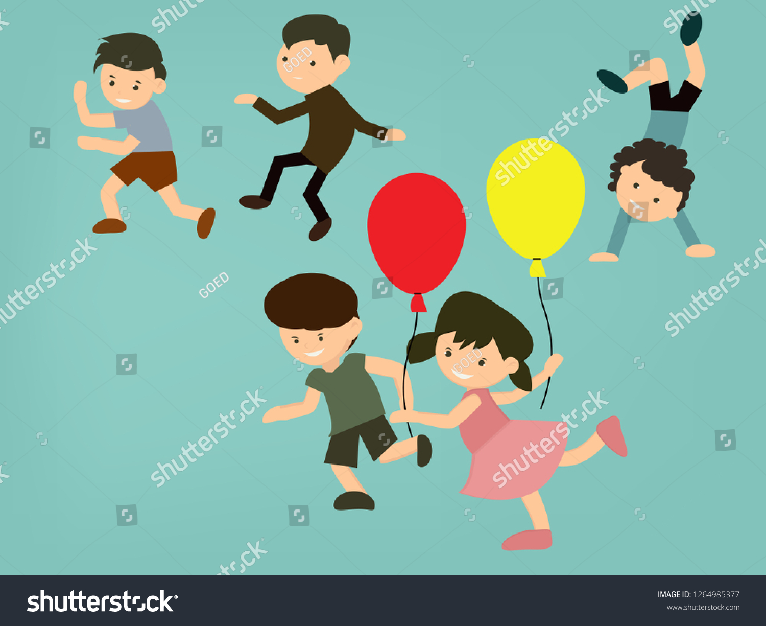 Children Happy Character: vector de stock (libre de regalías) 1264985377