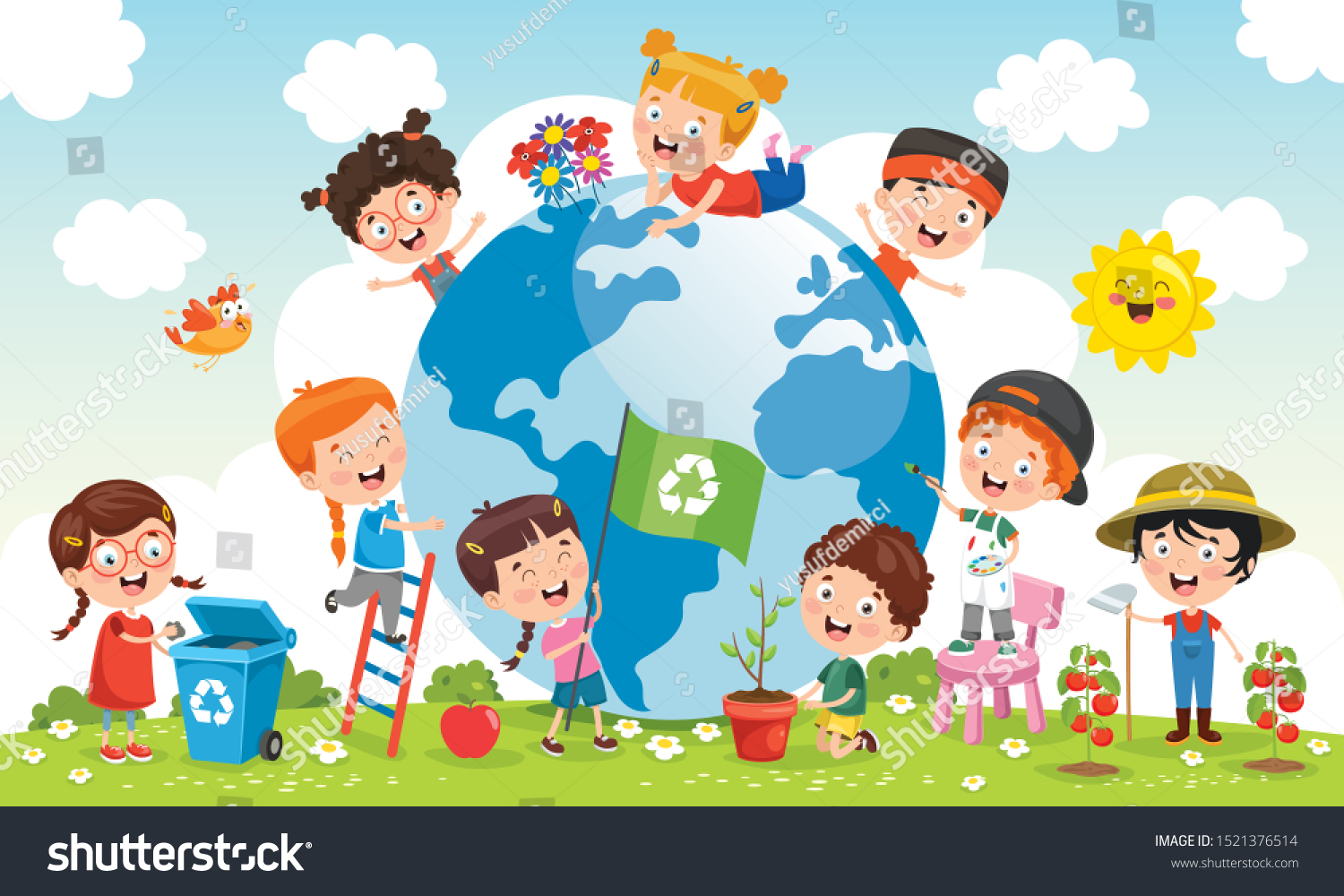 Children Having Fun Earth Stock Vector (Royalty Free) 1521376514
