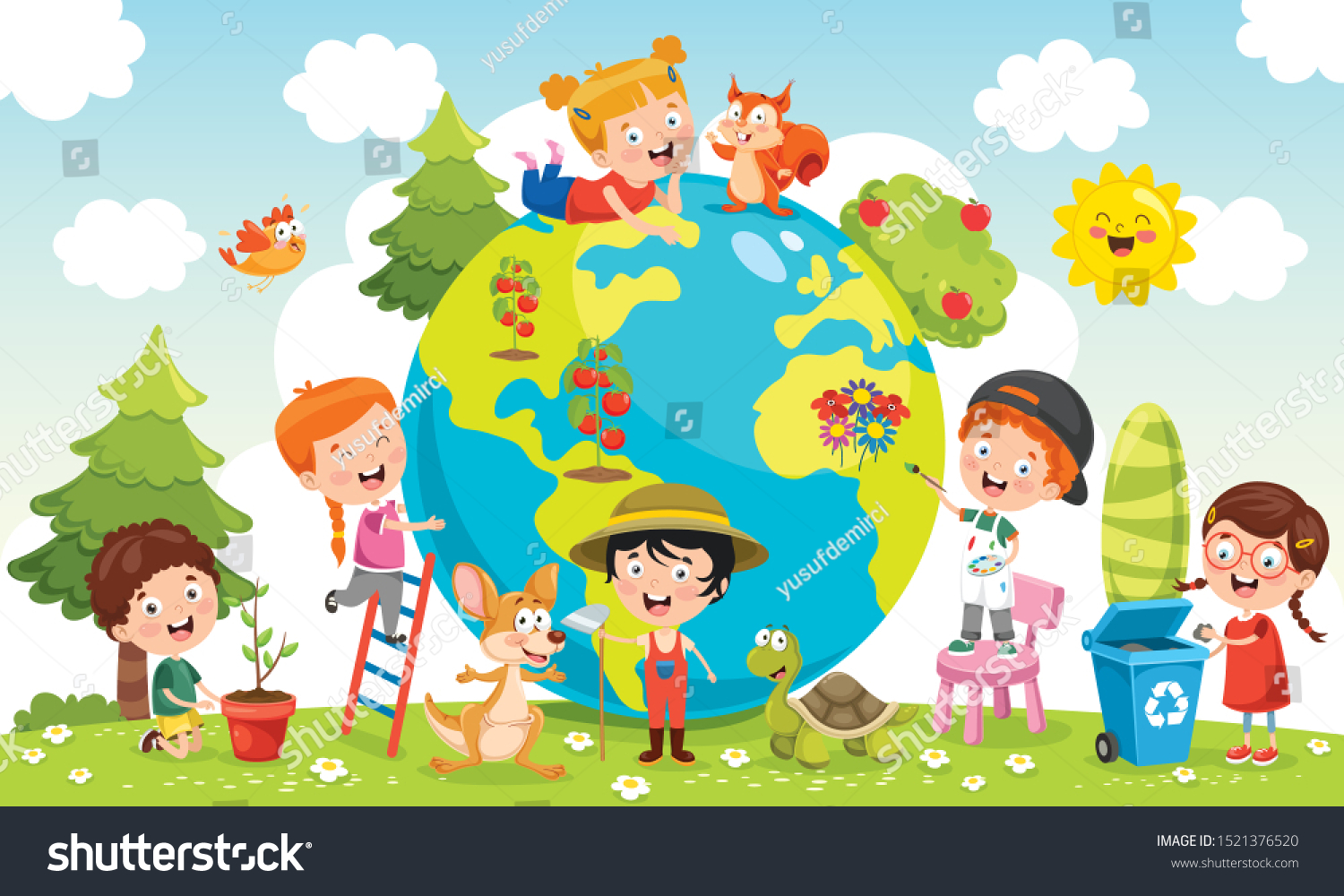 Children Having Fun Earth Stock Vector (Royalty Free) 1521376520 ...
