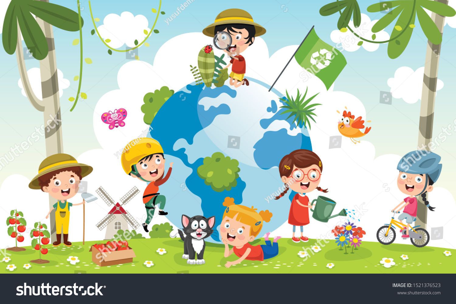 Children Having Fun Earth Stock Vector (Royalty Free) 1521376523