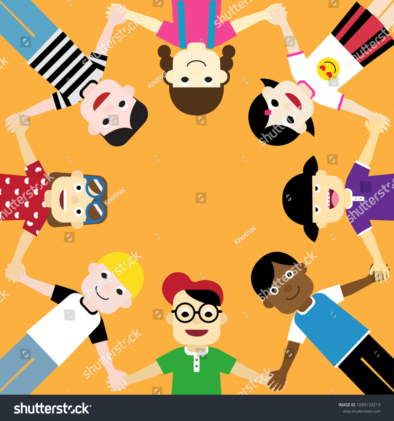 Children Holding Hands Stock Vector (Royalty Free) 1099133213