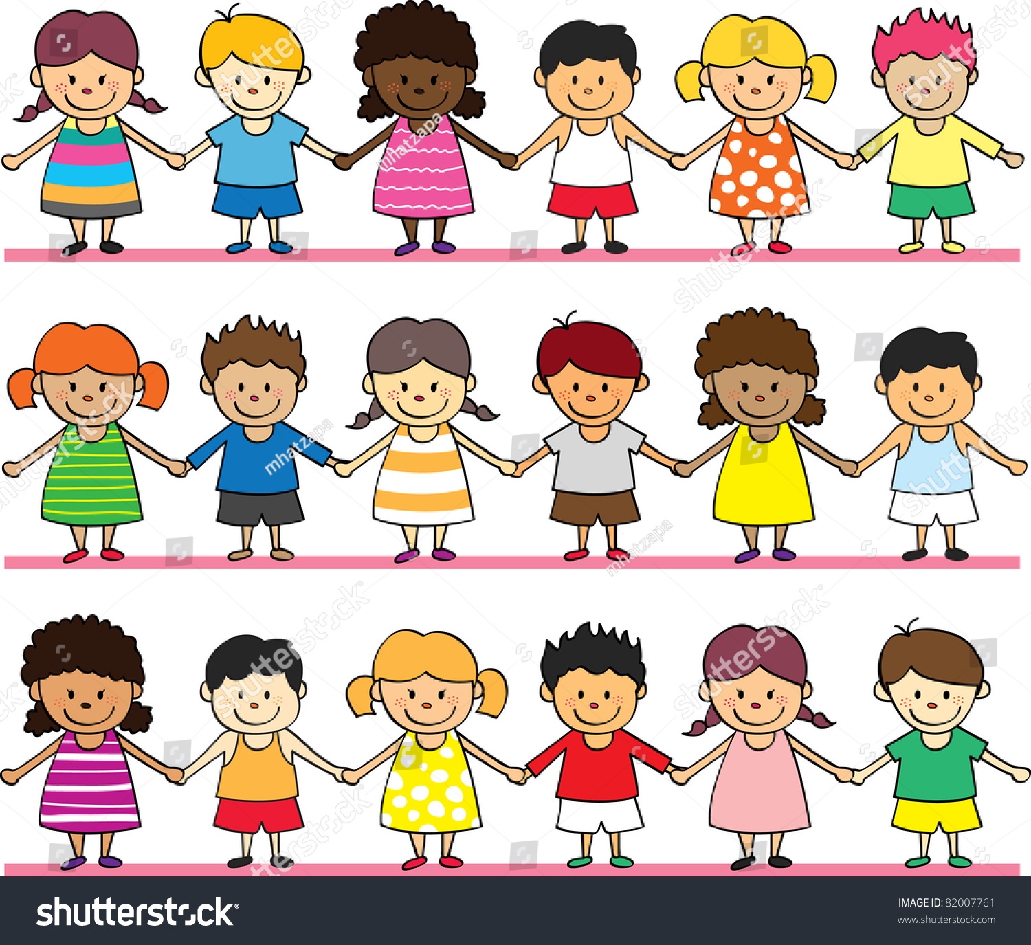 Children Holding Hands Stock Vector 82007761 - Shutterstock