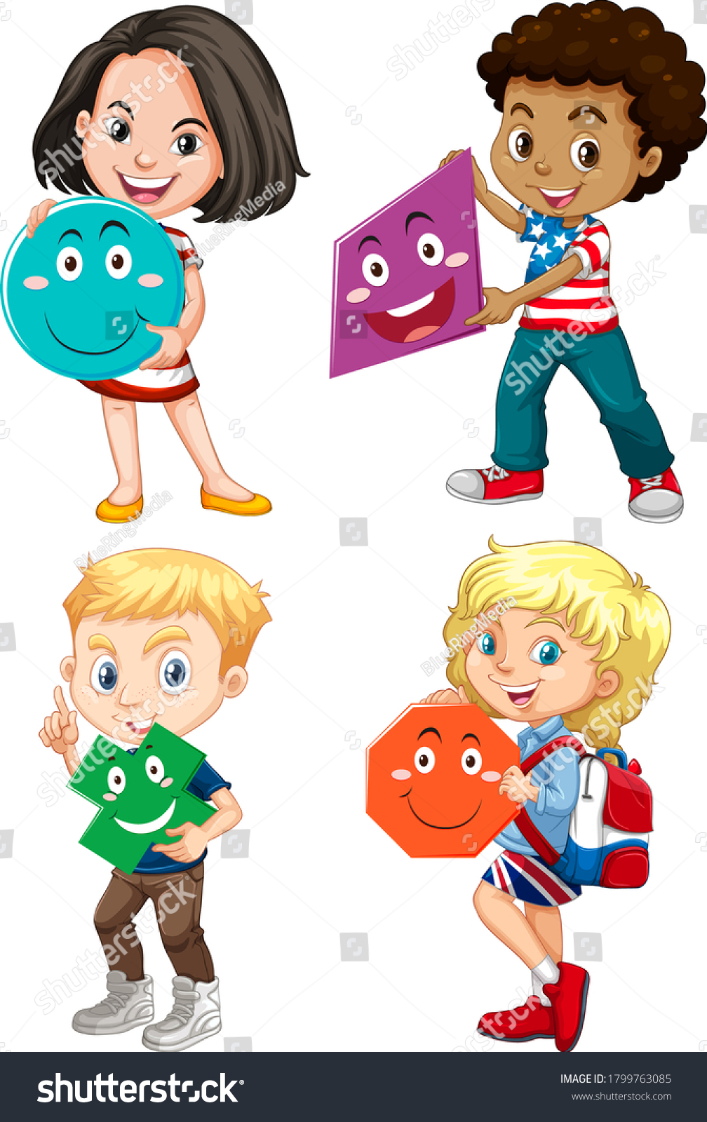 Children Holding Math Shape Illustration Stock Vector (Royalty Free ...