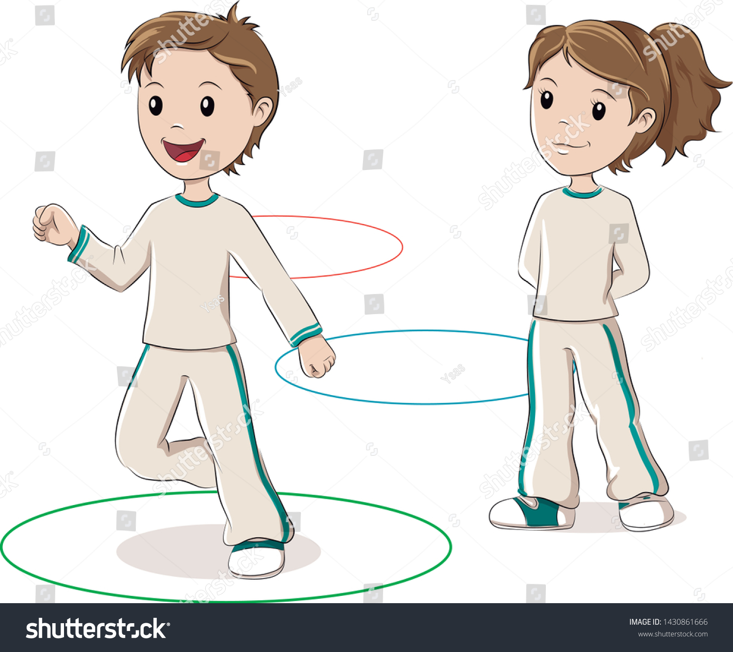 Children Jumping Hoops Vector Illustration: vector de stock (libre de ...