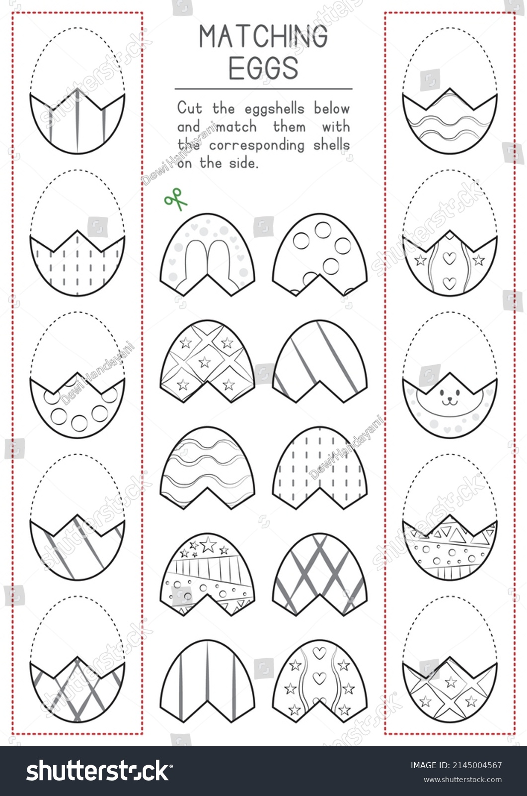 Children Learning Printable Cut Match Egg Stock Vector (Royalty Free ...