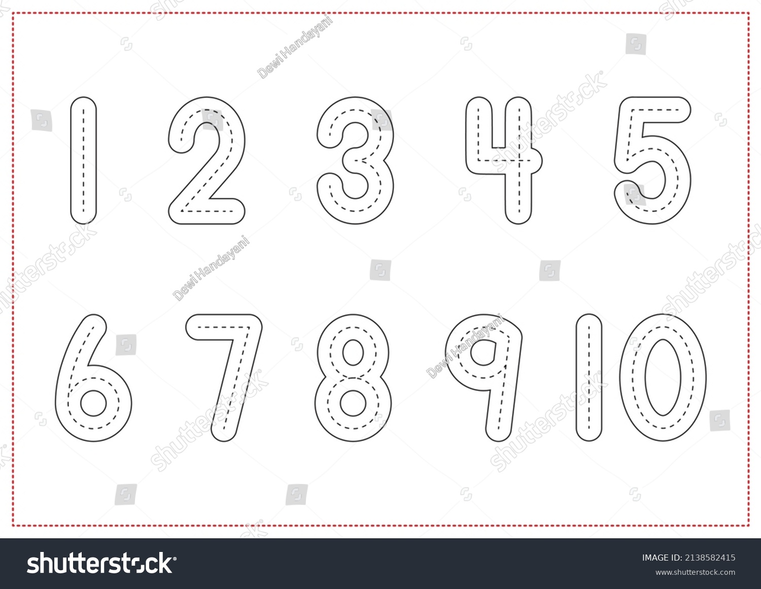 Children Learning Printable Numbers Tracing Landscape Stock Vector ...