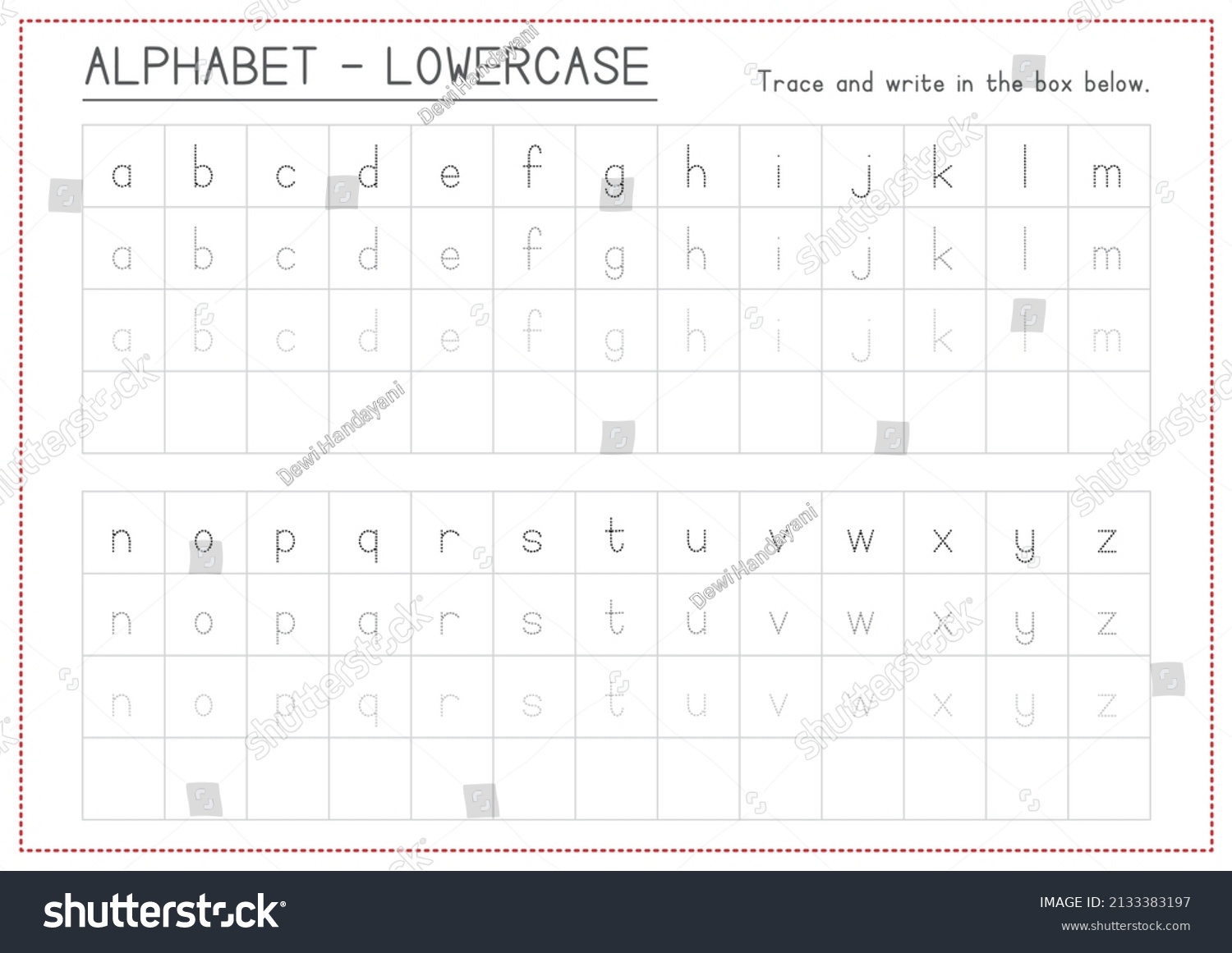 Children Learning Printable Trace Write Alphabets Stock Vector (Royalty ...