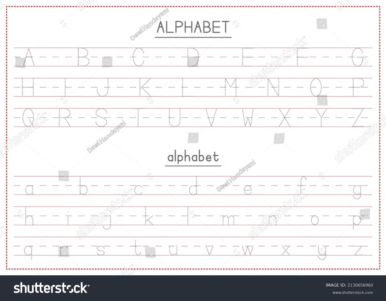 Children Learning Printable Tracing Alphabets Uppercase Stock Vector ...