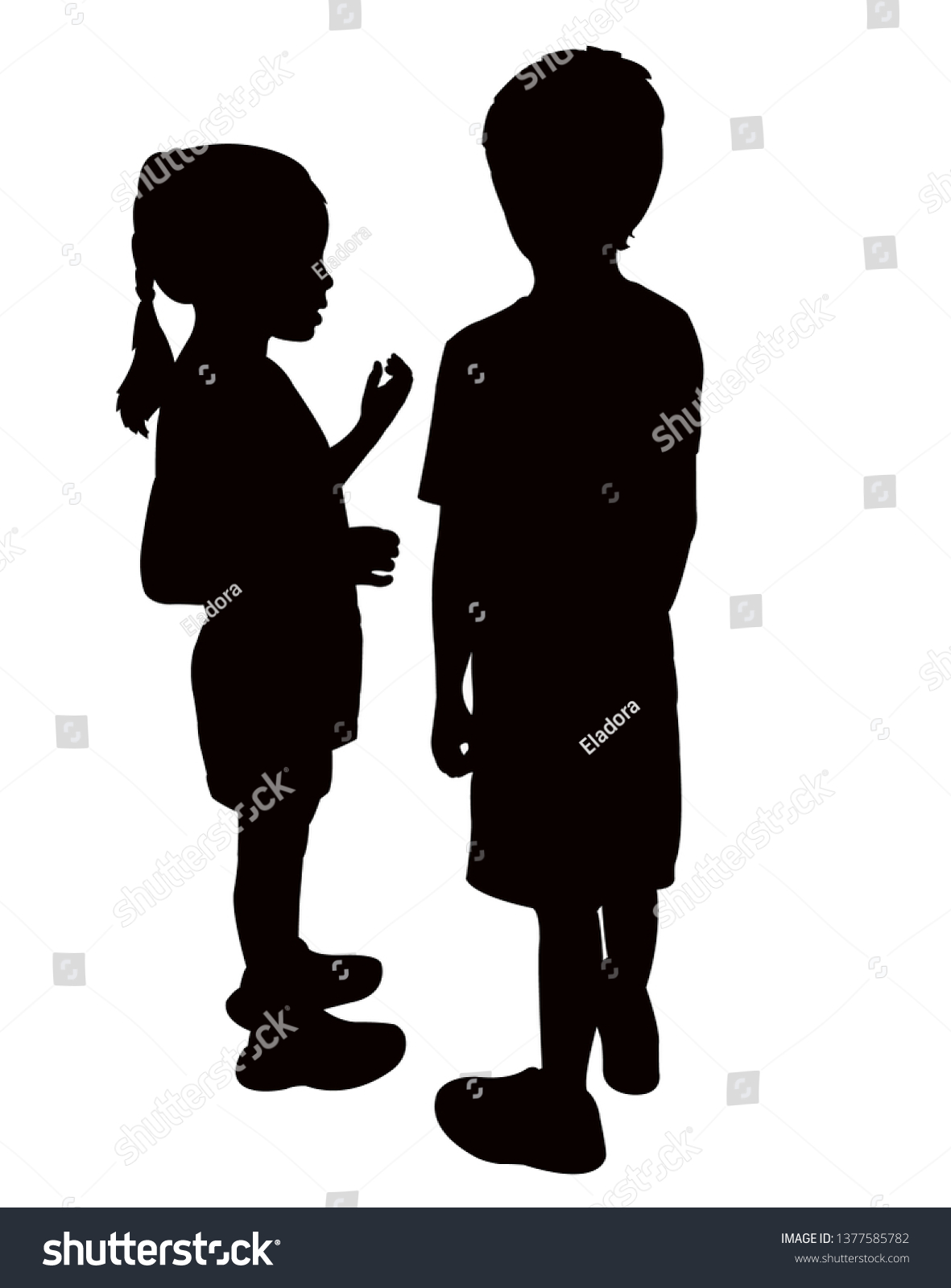 Children Making Chat Silhouette Vector Stock Vector (Royalty Free ...