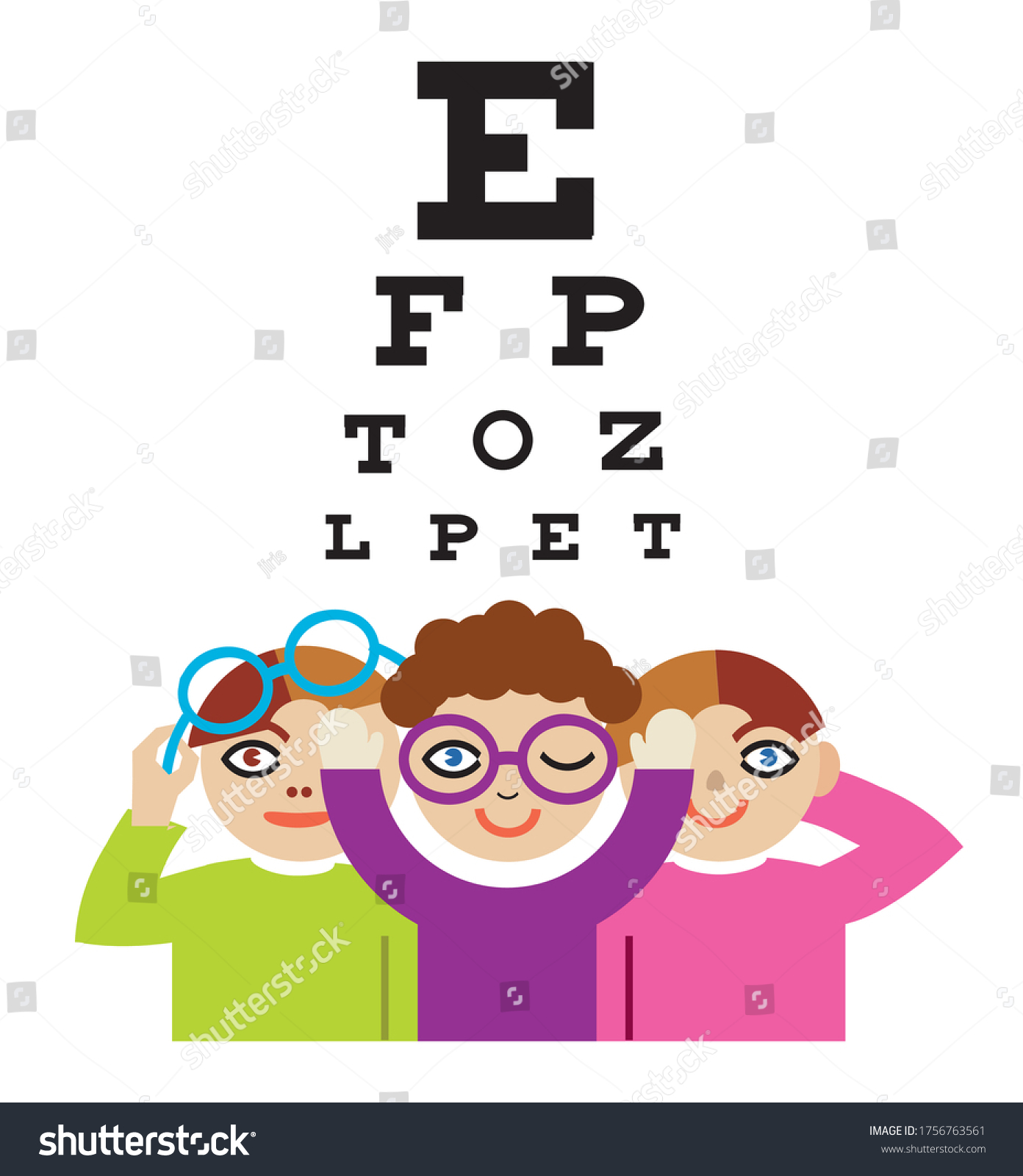 Children On Optometry Test Illustration Three: стоковая векторная ... Children On Optometry Test Illustration Three: стоковая векторная ...