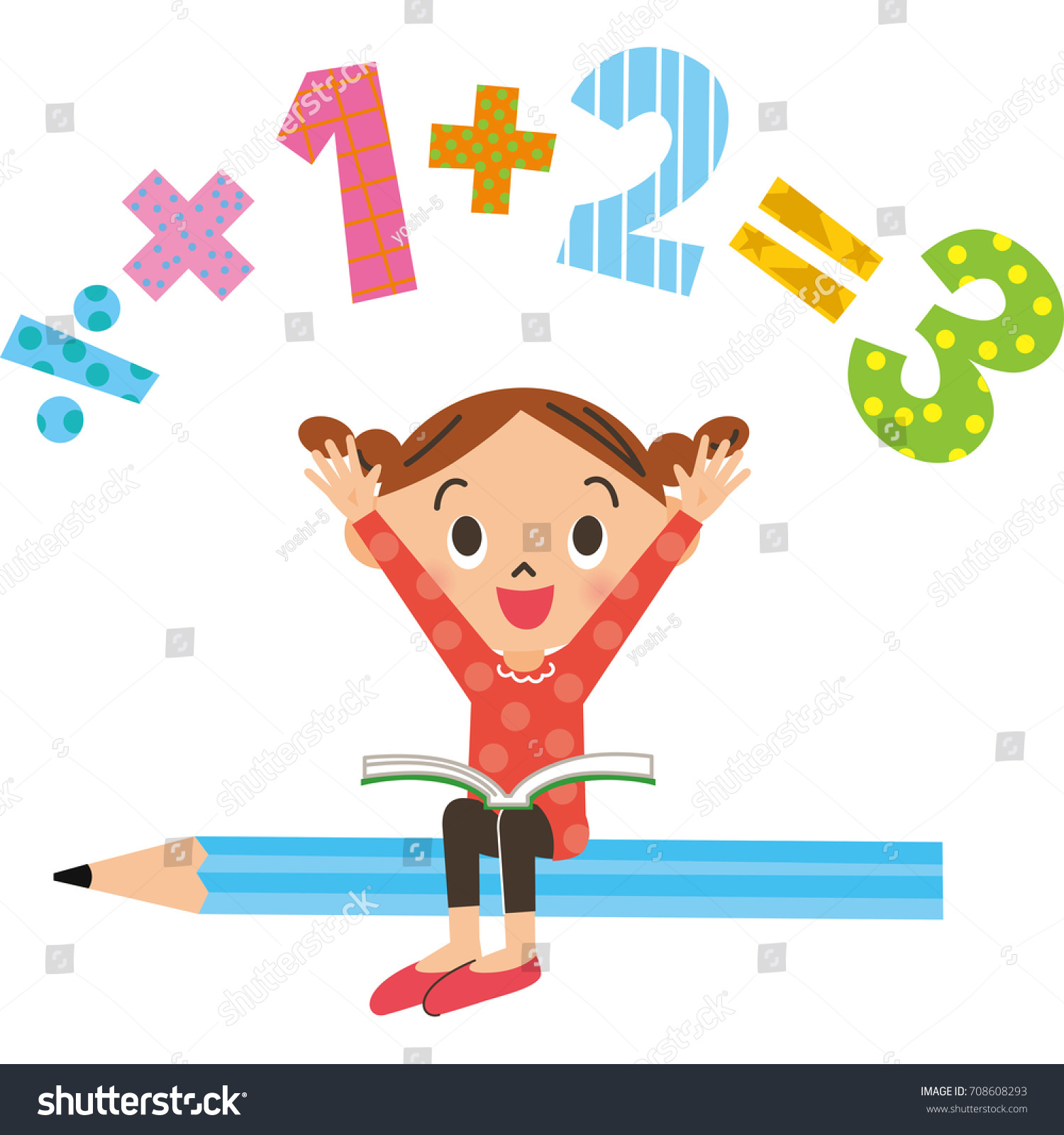 Children Pencil Calculation Stock Vector (Royalty Free) 708608293 ...
