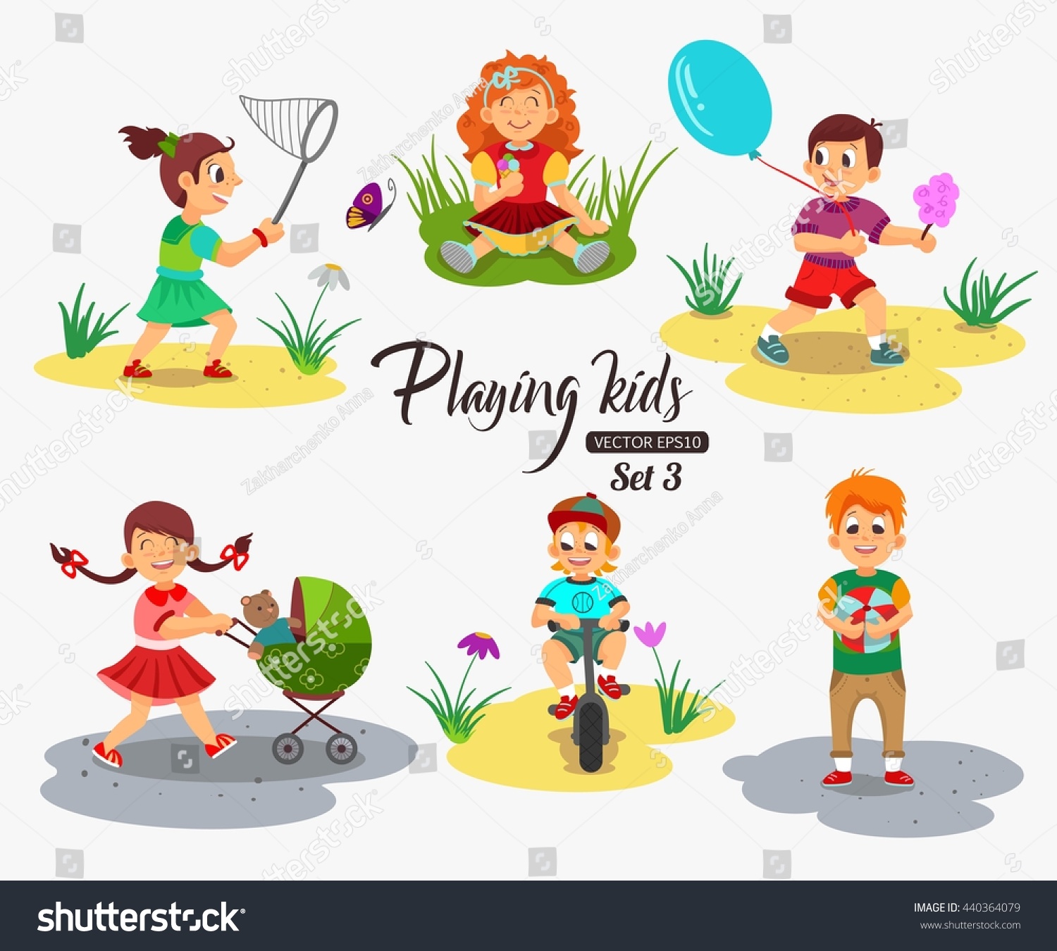 Children Playing Character Isolated Vector Illustration Stock Vector ...