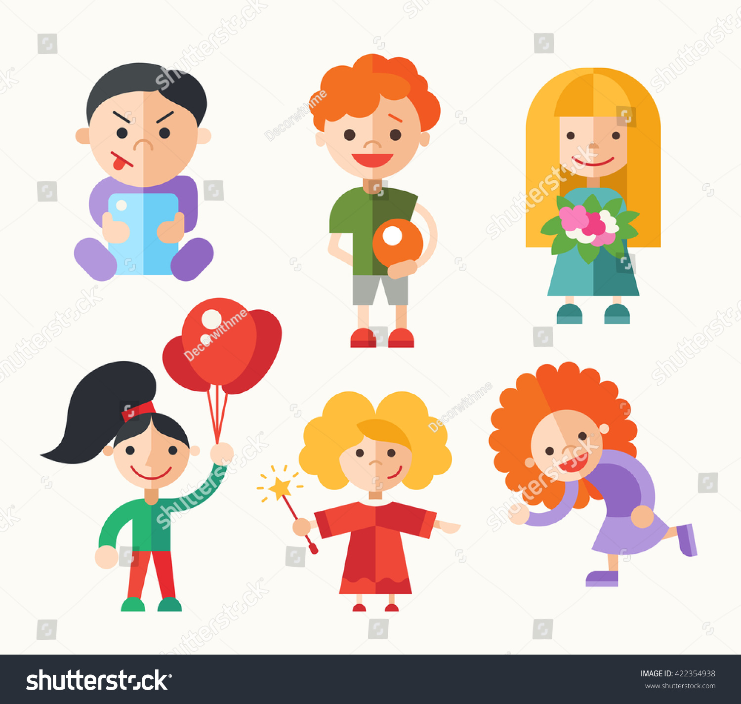 Children Playing Flat Design Characters Set Stock Vector (Royalty Free ...