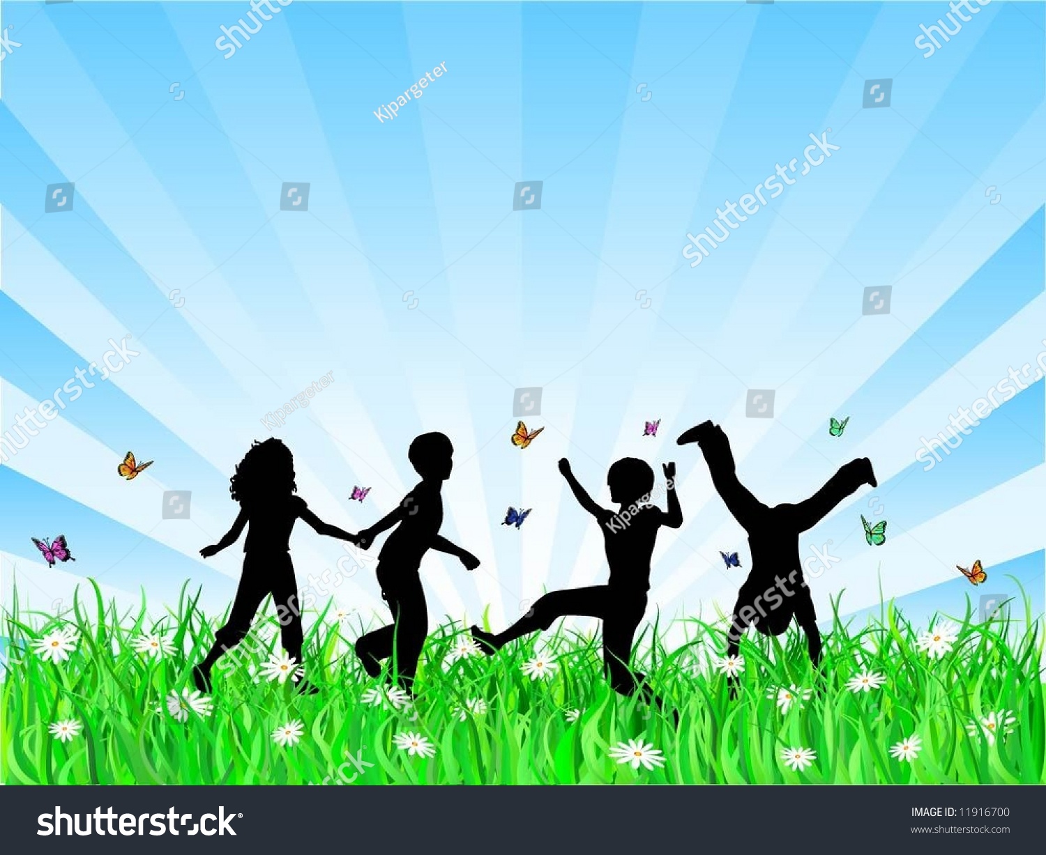 Children Playing Grass Stock Vector (Royalty Free) 11916700