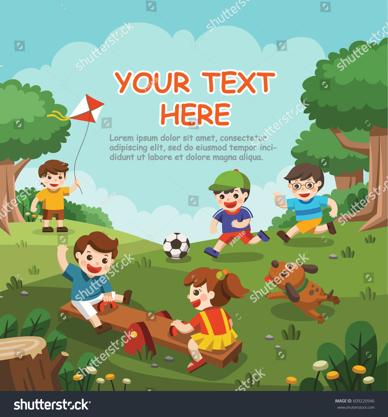 Children Playing Outside Stock Vector (Royalty Free) 609220946