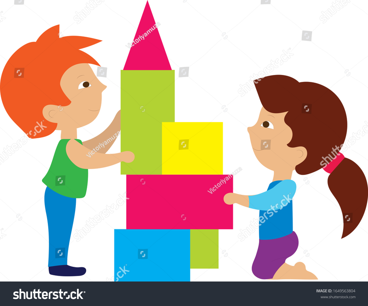 Children Playing Together Vector Illustration Stock Vector (Royalty ...