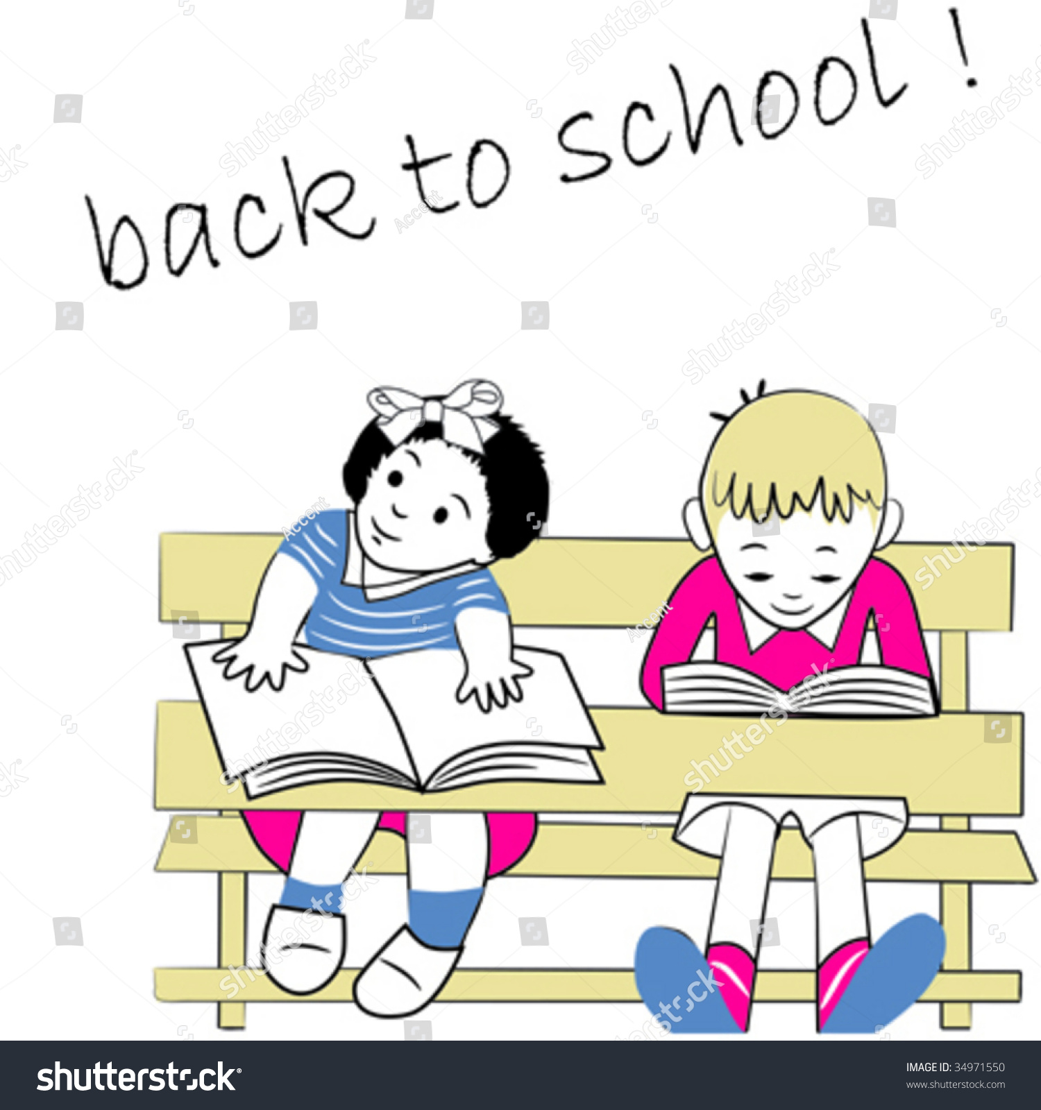 Children Reading Classroom Vector Illustration Stock Vector (Royalty ...