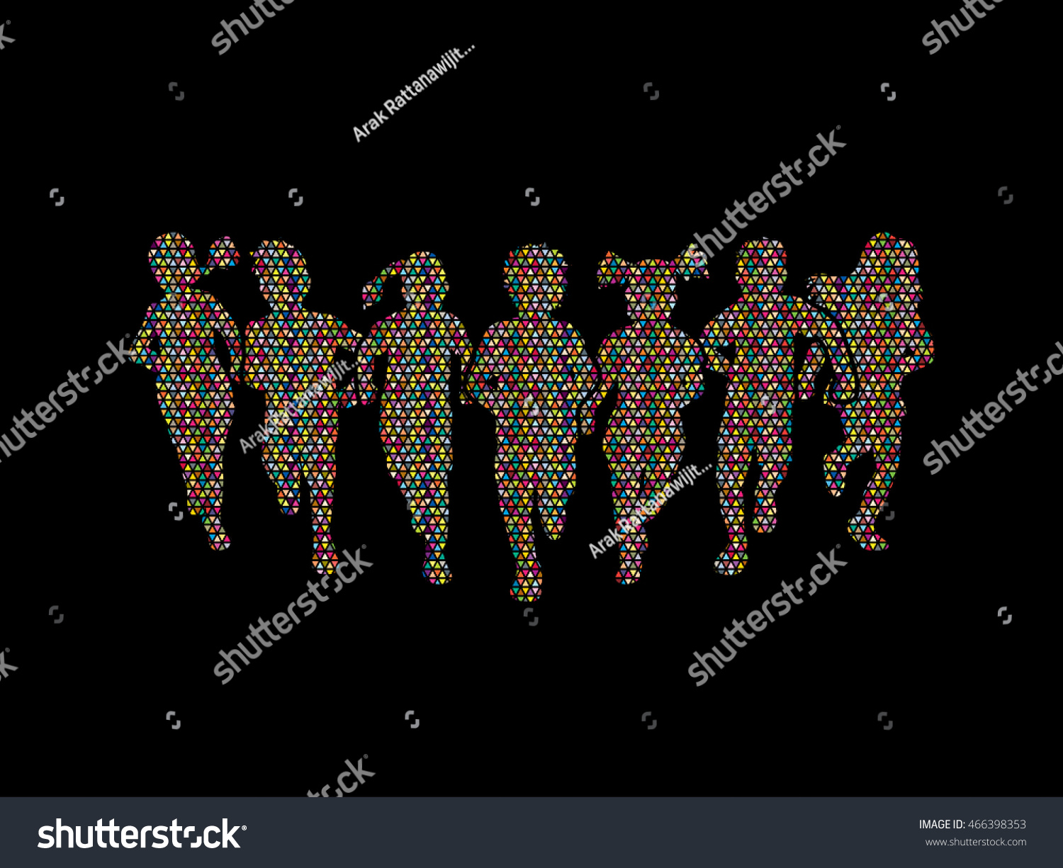 Children Running Designed Using Colorful Mosaic Stock Vector (Royalty ...