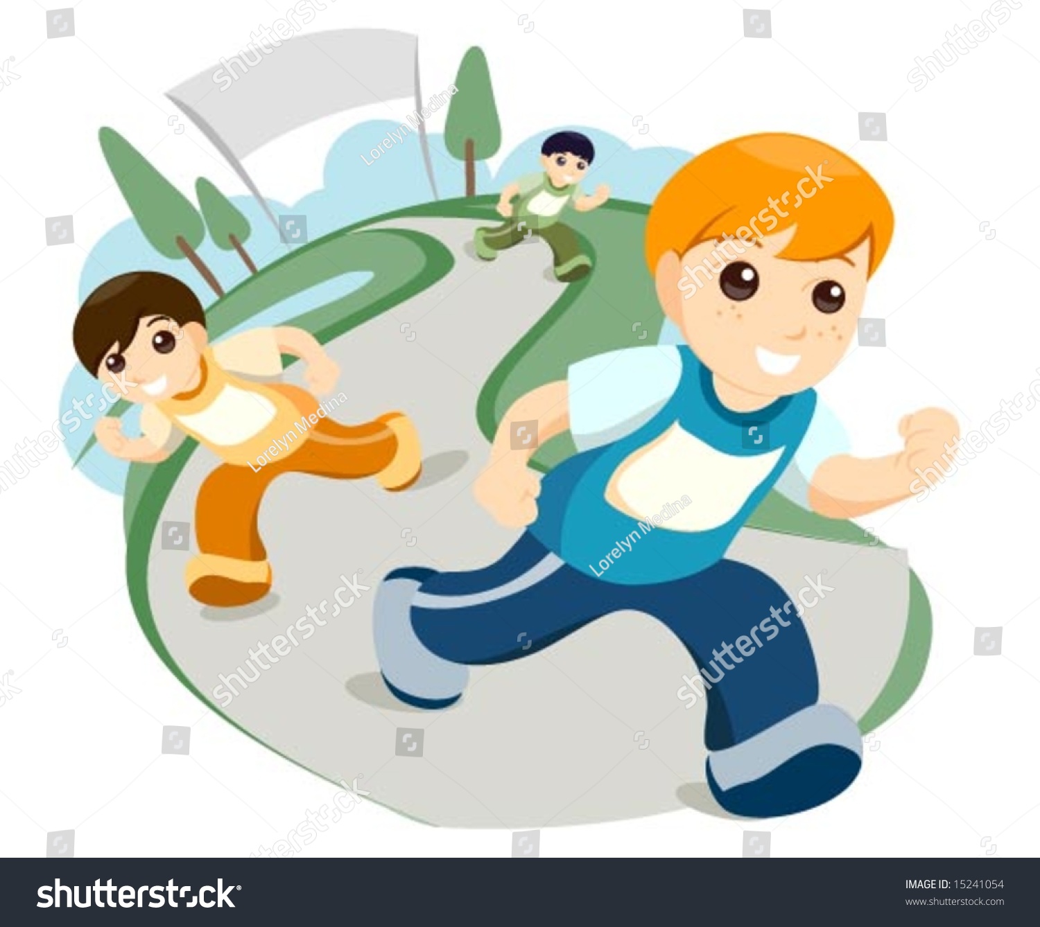 Children Running Vector Stock Vector (Royalty Free) 15241054