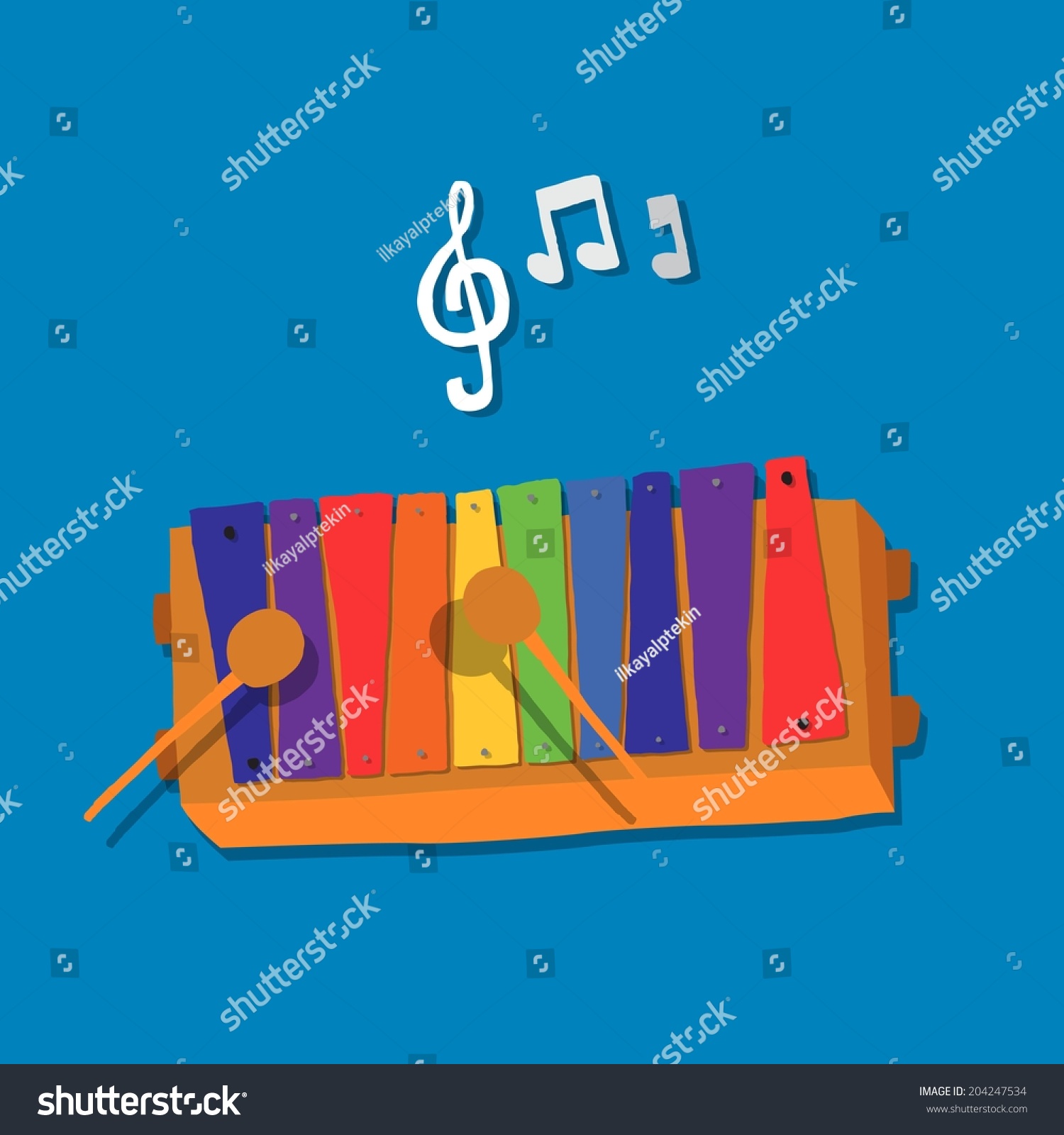 Childrens Musical Instruments Xylophone Pattern Icon Stock Vector ...
