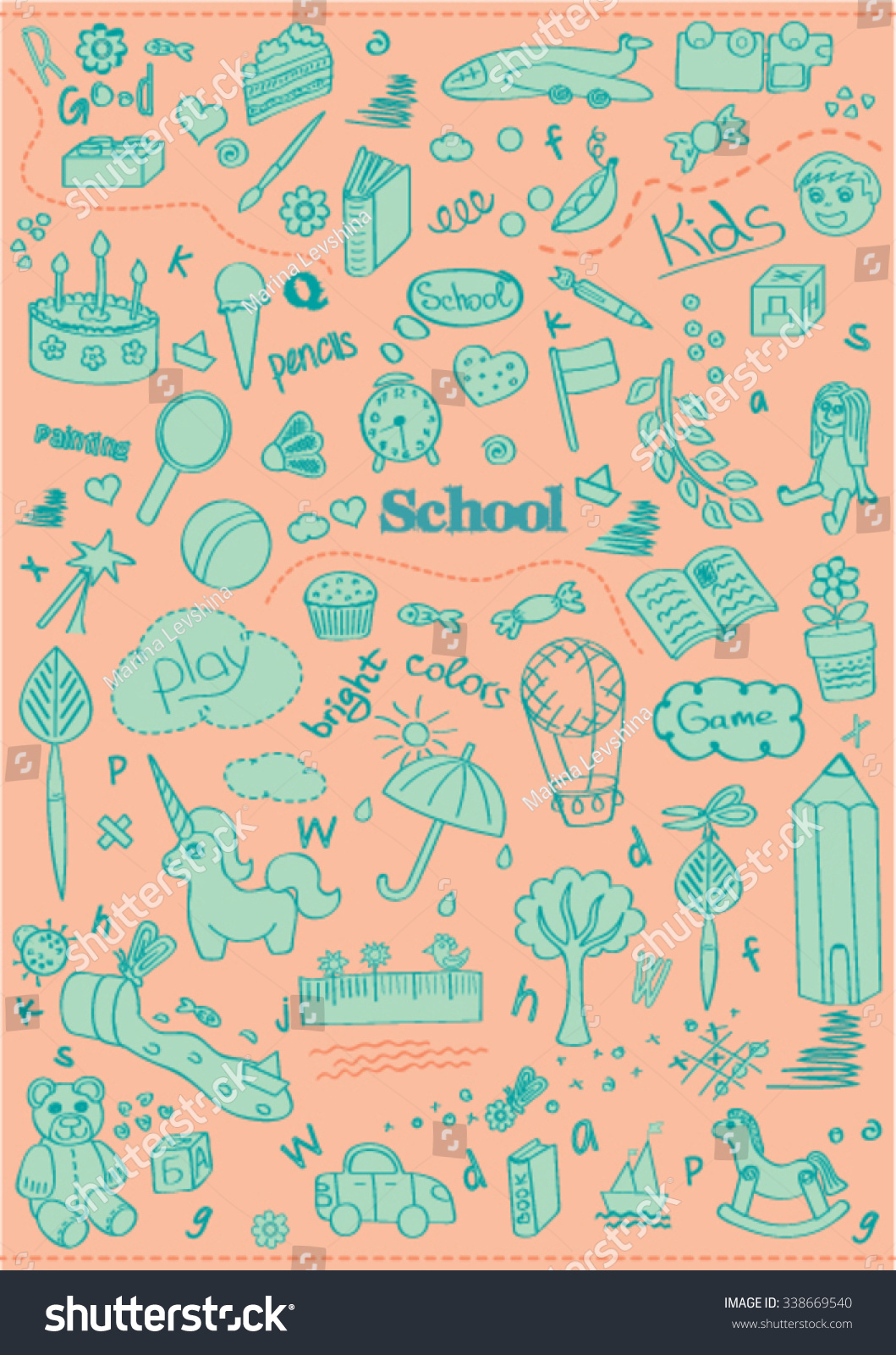Children School Pattern: vector de stock (libre de regalías) 338669540 ...