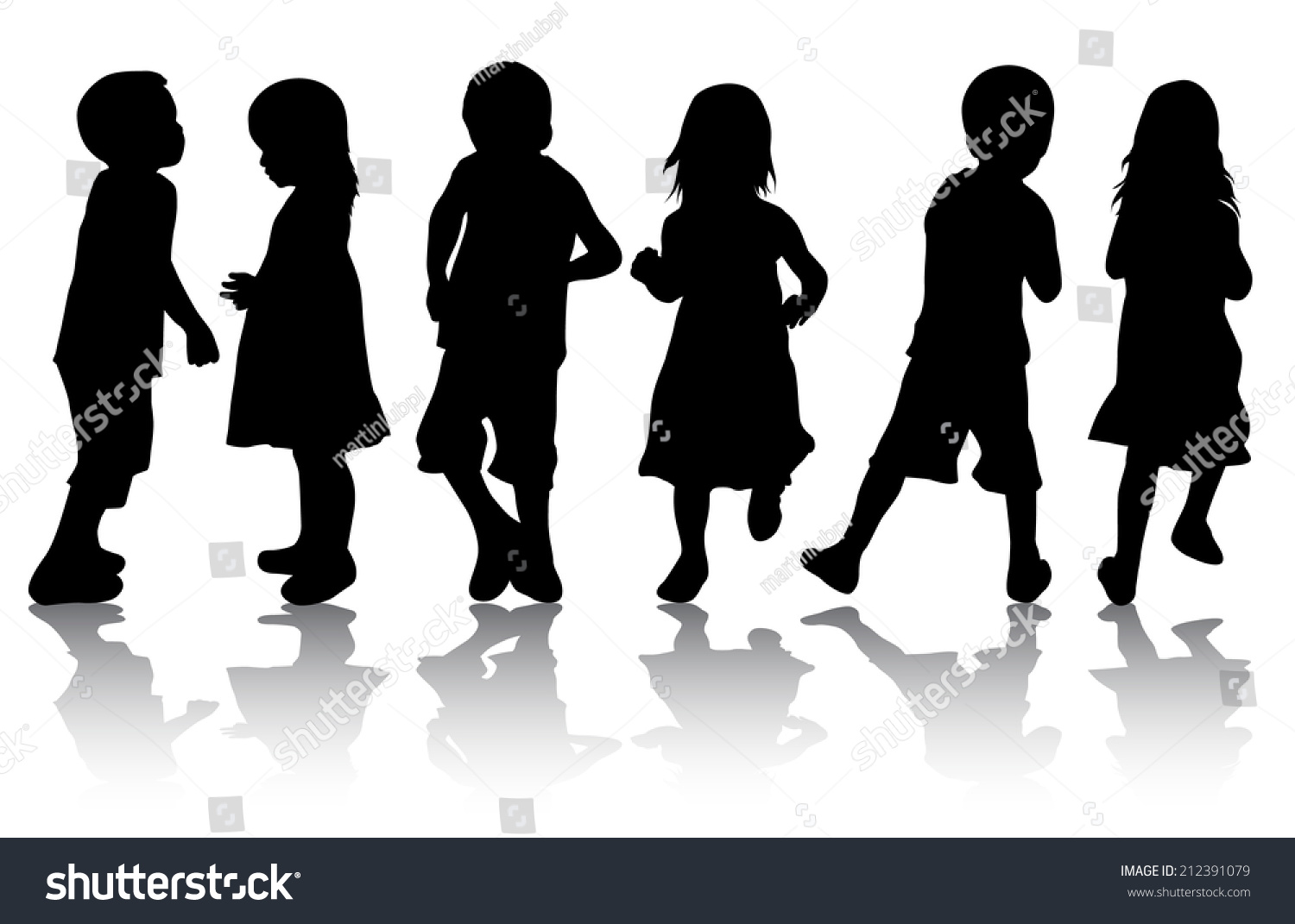 Children Silhouettes: vector de stock (libre de regalías) 212391079