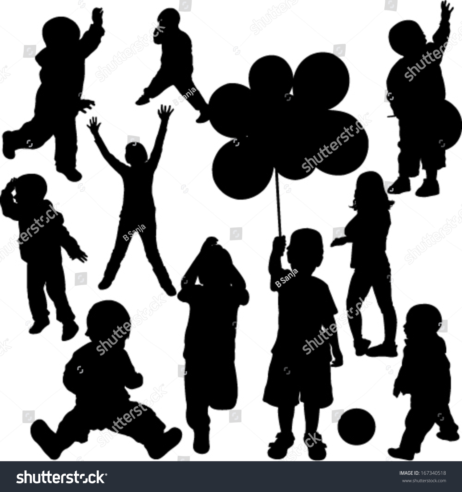 Children Silhouettes Vector 스톡 벡터(로열티 프리) 167340518 | Shutterstock
